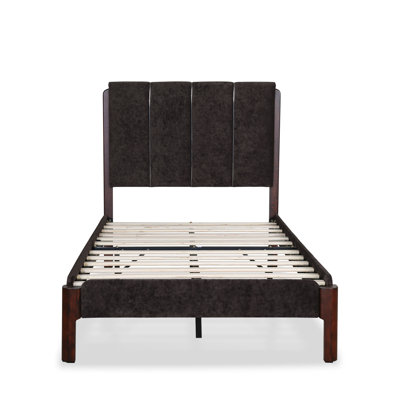 Latitude Run® Twin Solid Wood Upholstered Low Profile Platform Bed ...