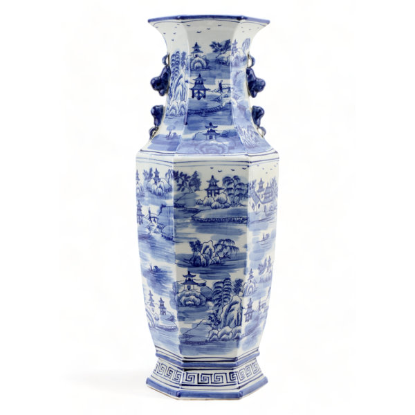 Danny's Fine Porcelain Hex Porcelain Blue And White Hexagonal Vase In ...