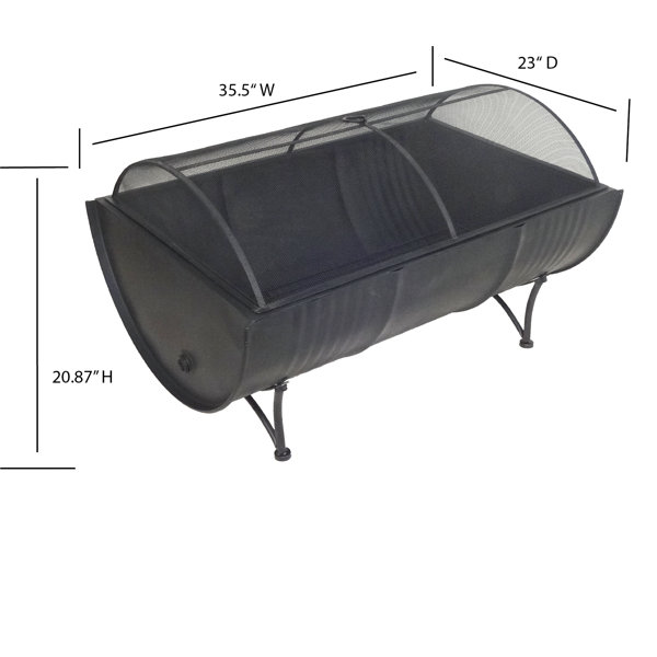 Deko Living 35 Inch Rectangular Outdoor Metal Wood Burning Barrel ...