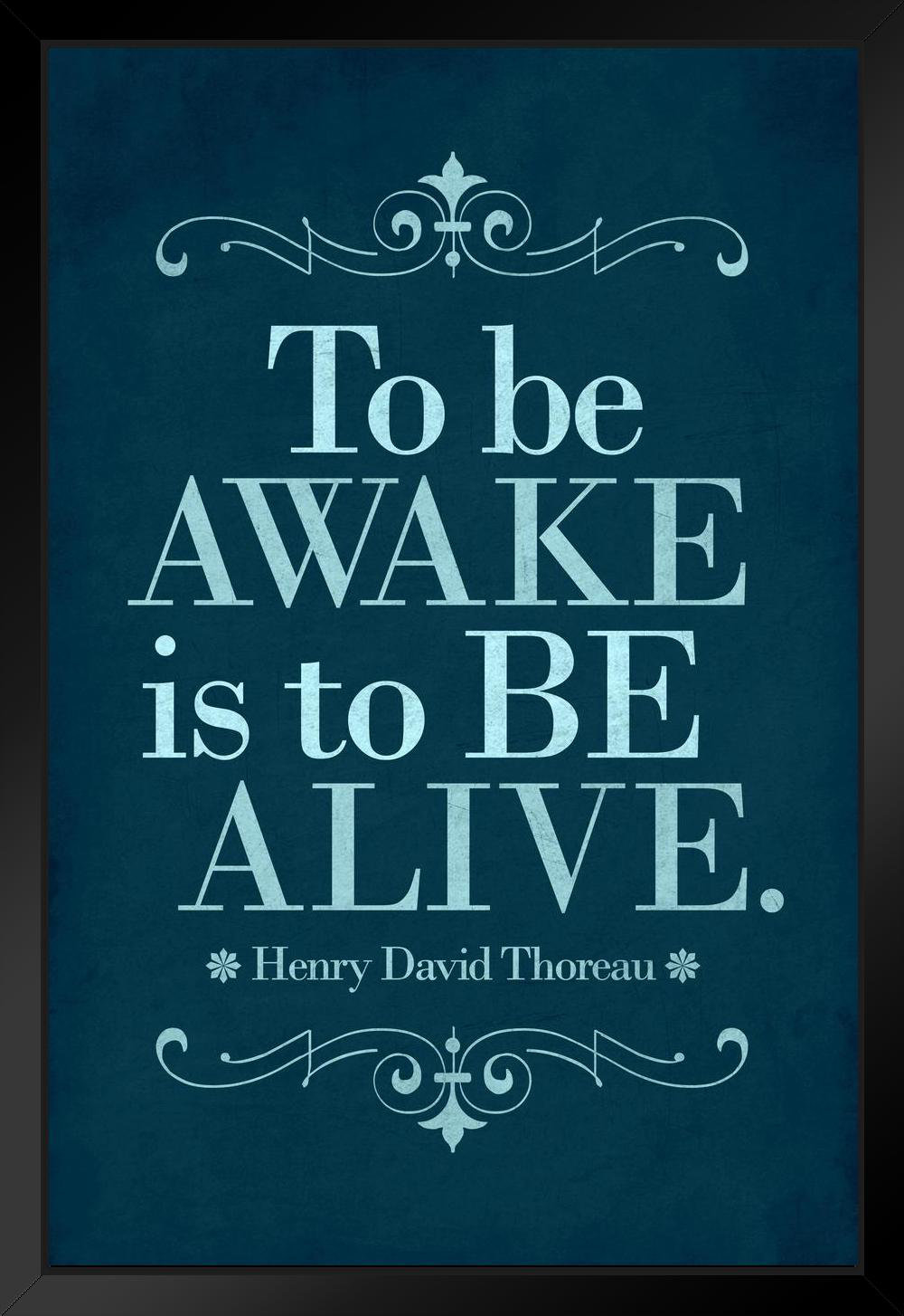 Trinx Henry David Thoreau To Be Awake Is To Be Alive Blue Black Wood ...