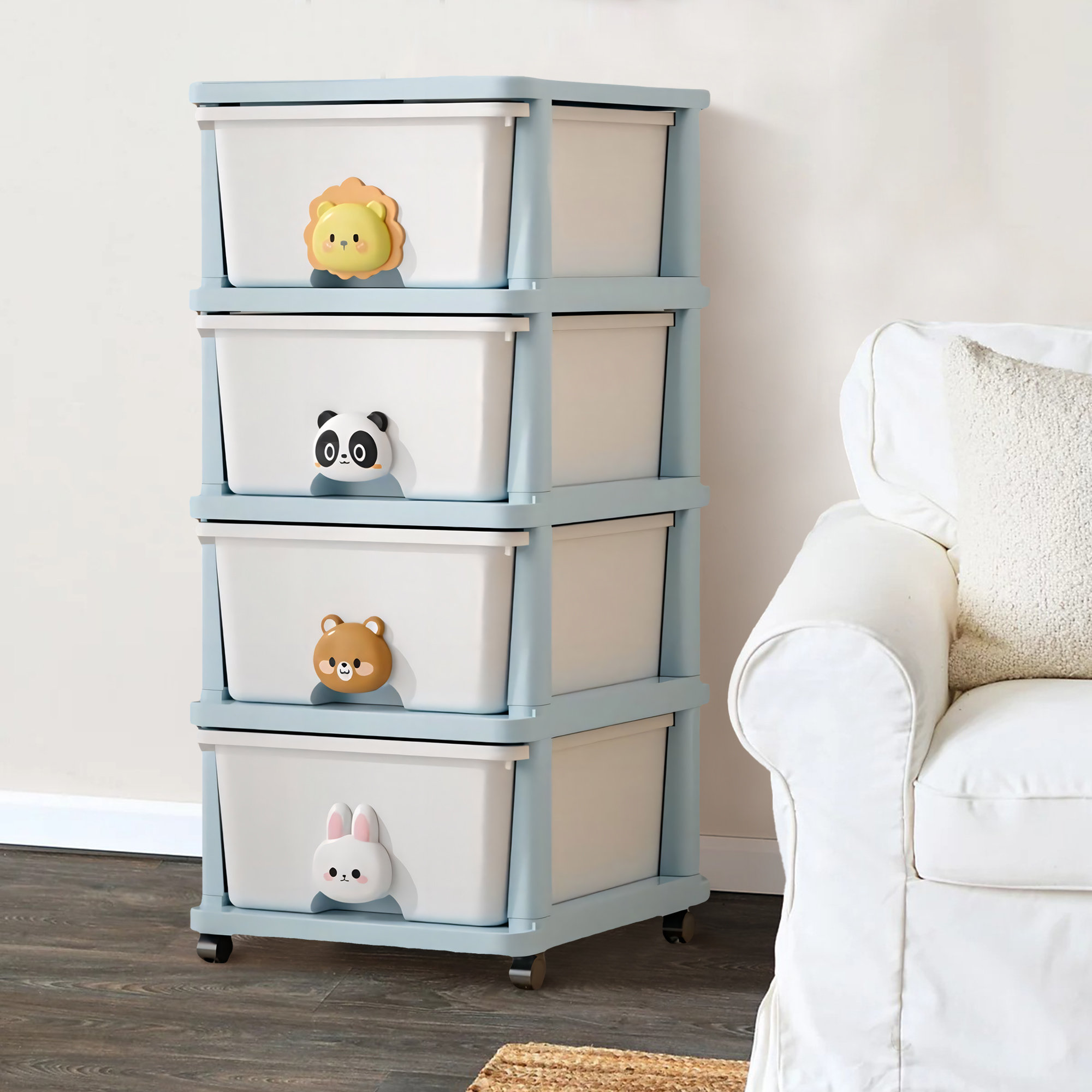 Zoomie Kids 4 Layer Storage Drawer With Wheels For Bedroom | Wayfair