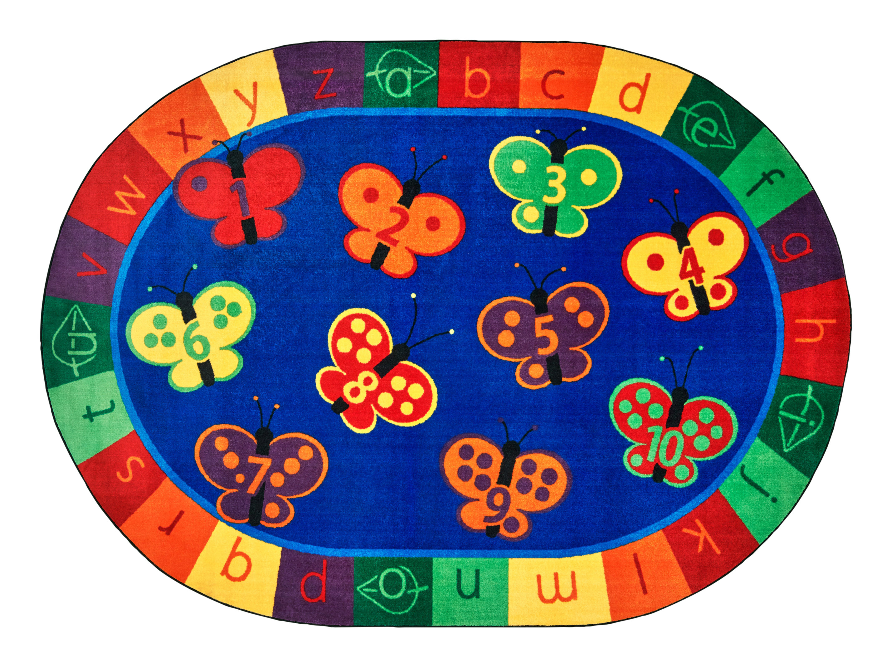 Carpets for Kids ABC 123 Butterflies Counting Literacy Tufted Blue/Red ...