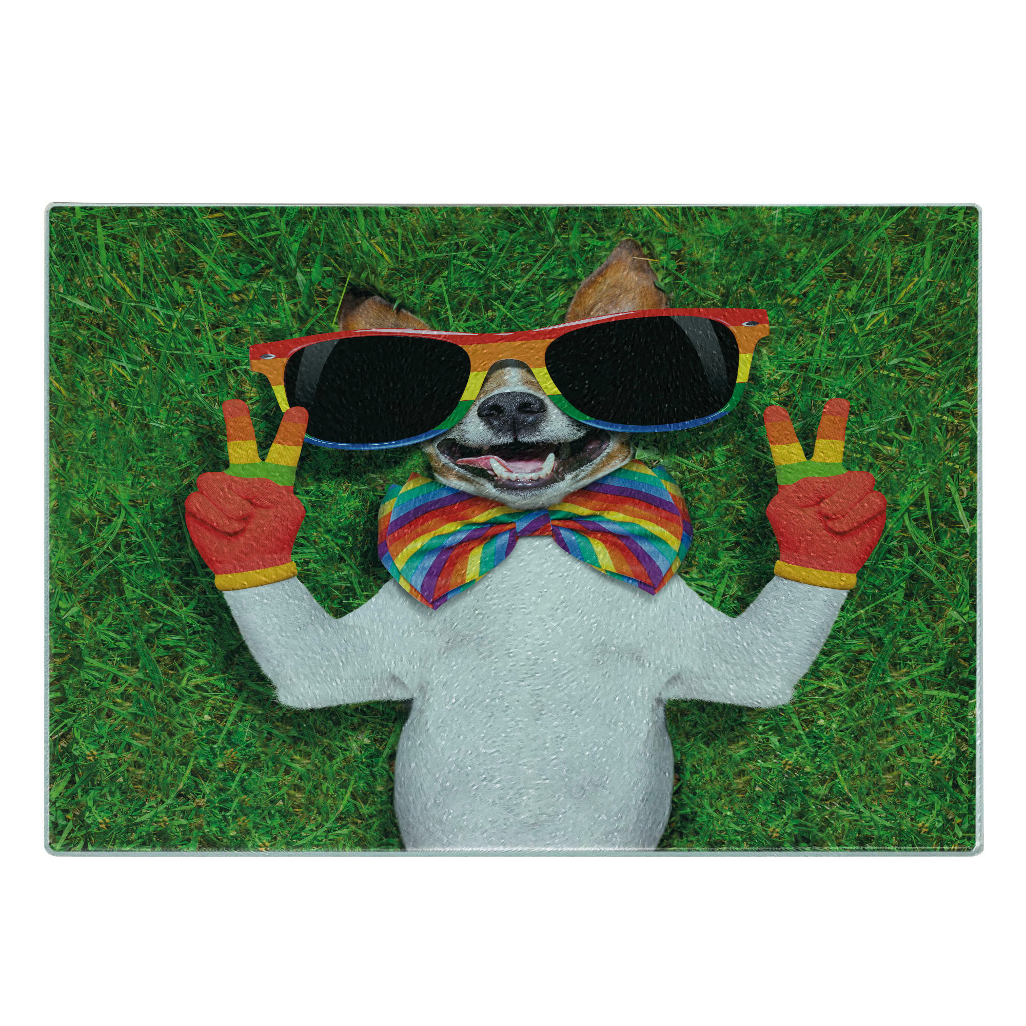Ambesonne Dog Tempered Glass Cutting Board Dog Peace Sign Pride ...