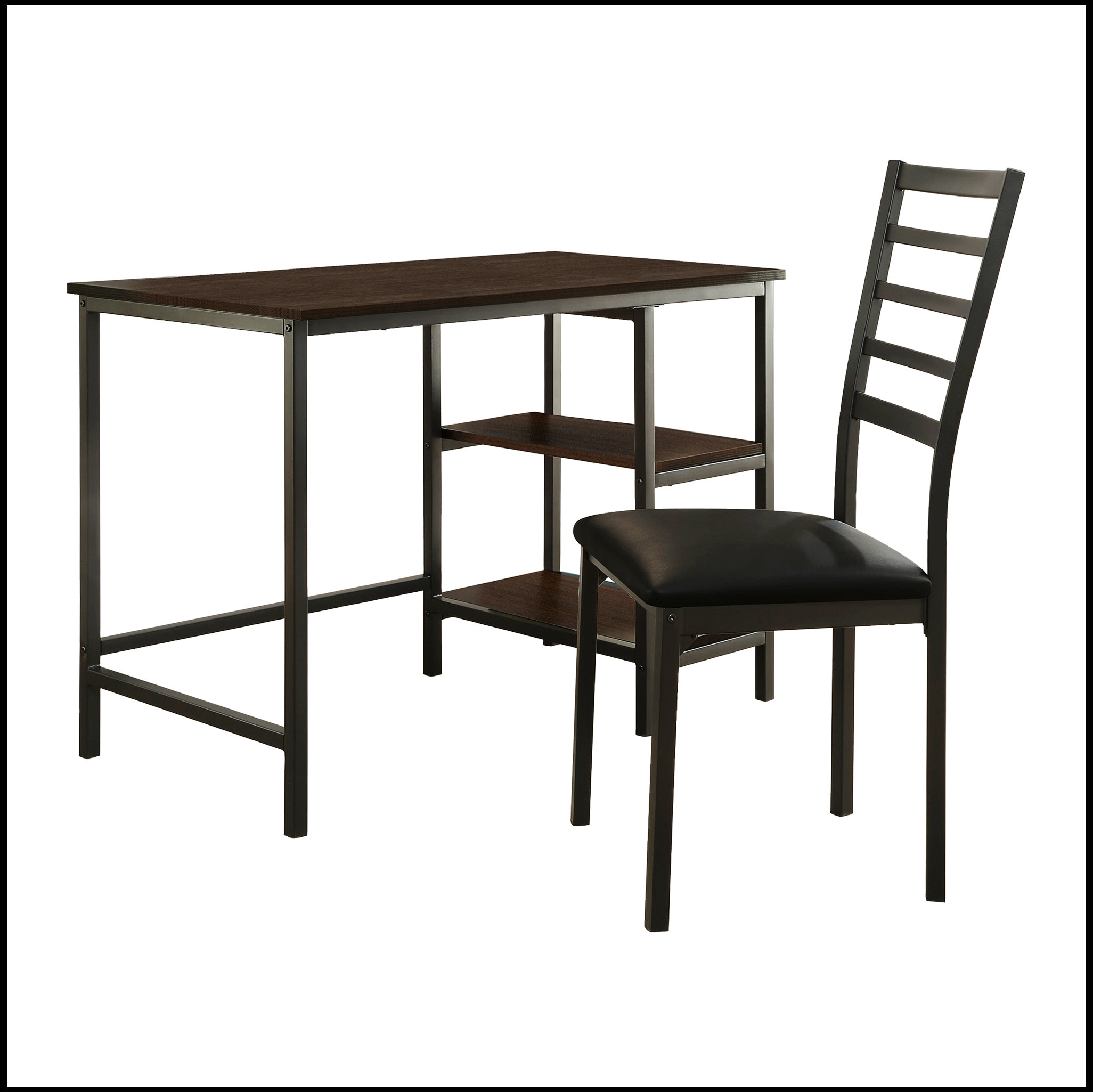 17 Stories Finish 2-Piece Writing Desk Set with Chair Industrial Style ...