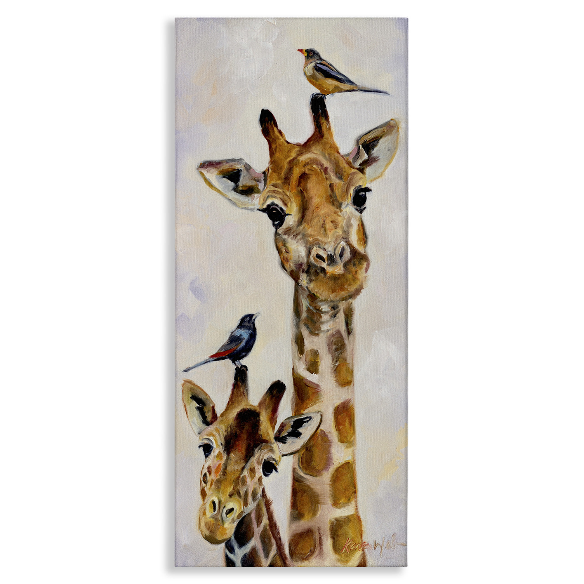 Indigo Safari Giraffe Jungle Animal Portrait Perched Birds - Graphic ...