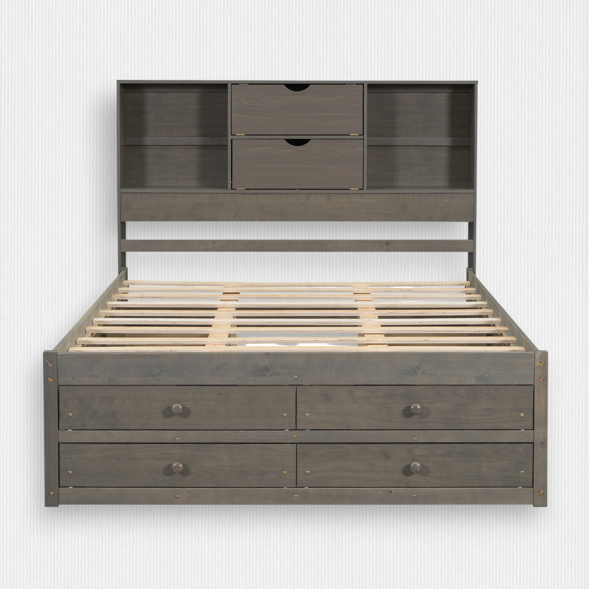 Red Barrel Studio® Platform Bed with Storage Headboard & 8 Drawers ...