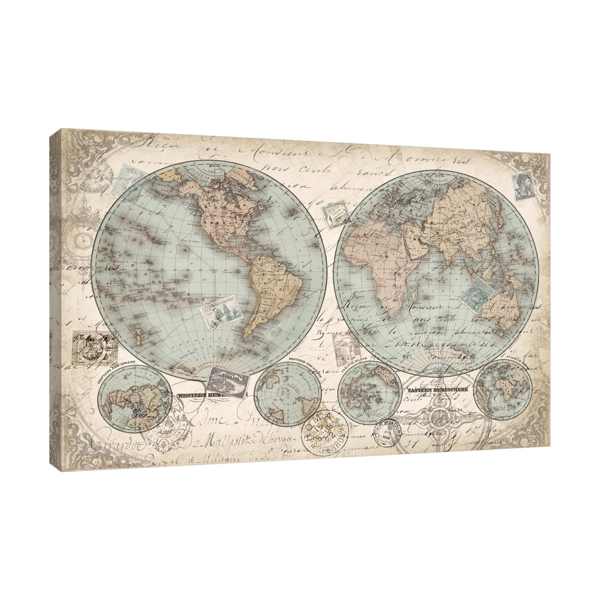 Charlton Home® 'World Map' Acrylic Painting Print on Wrapped Canvas ...