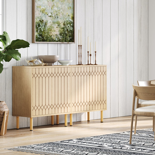 Mercer41 Modern Kitchen Buffet Cabinet With Doors And Adjustable ...