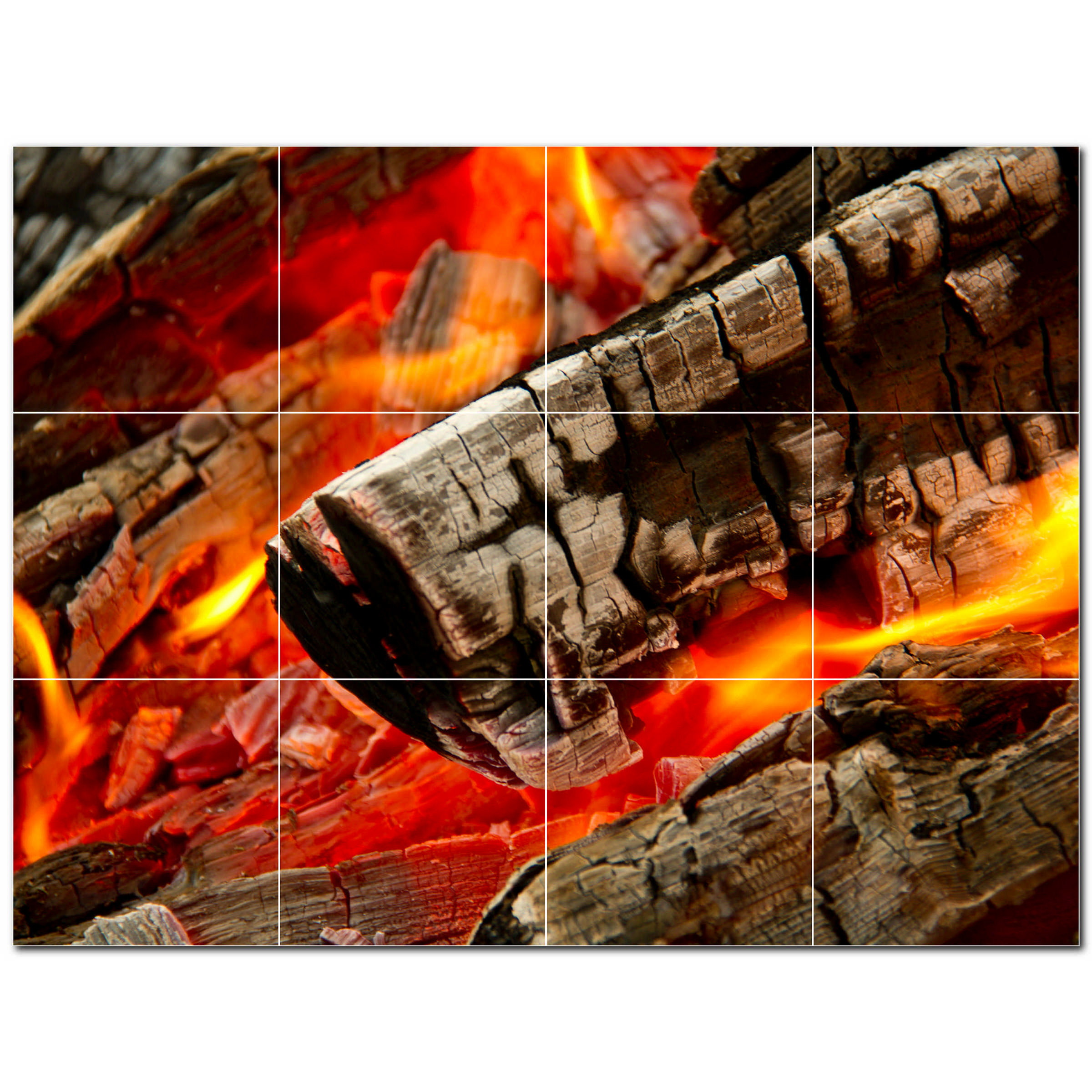 Picture-Tiles.com 12.75" x 17" Ceramic Fire Photo Decorative Mural Tile ...