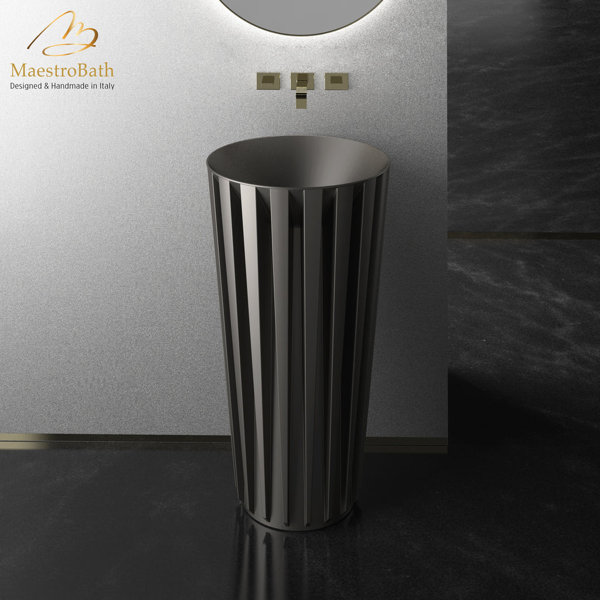 MaestroBath Maestro Bath Gloria 19.4'' Resin/Glass Circular Bathroom ...