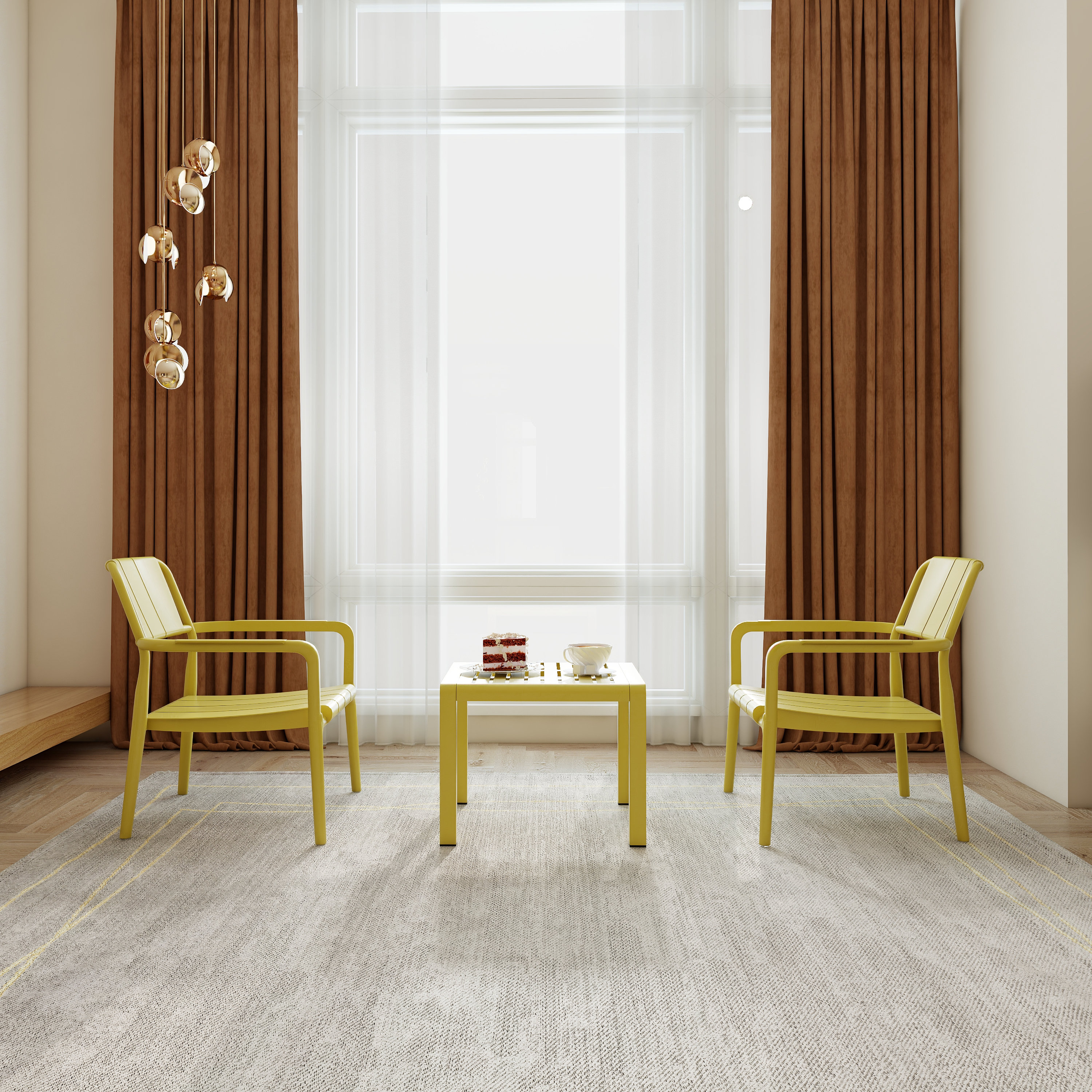 Latitude Run® Gordon Outdoor 3-Piece Polypropylene Conversation Set ...