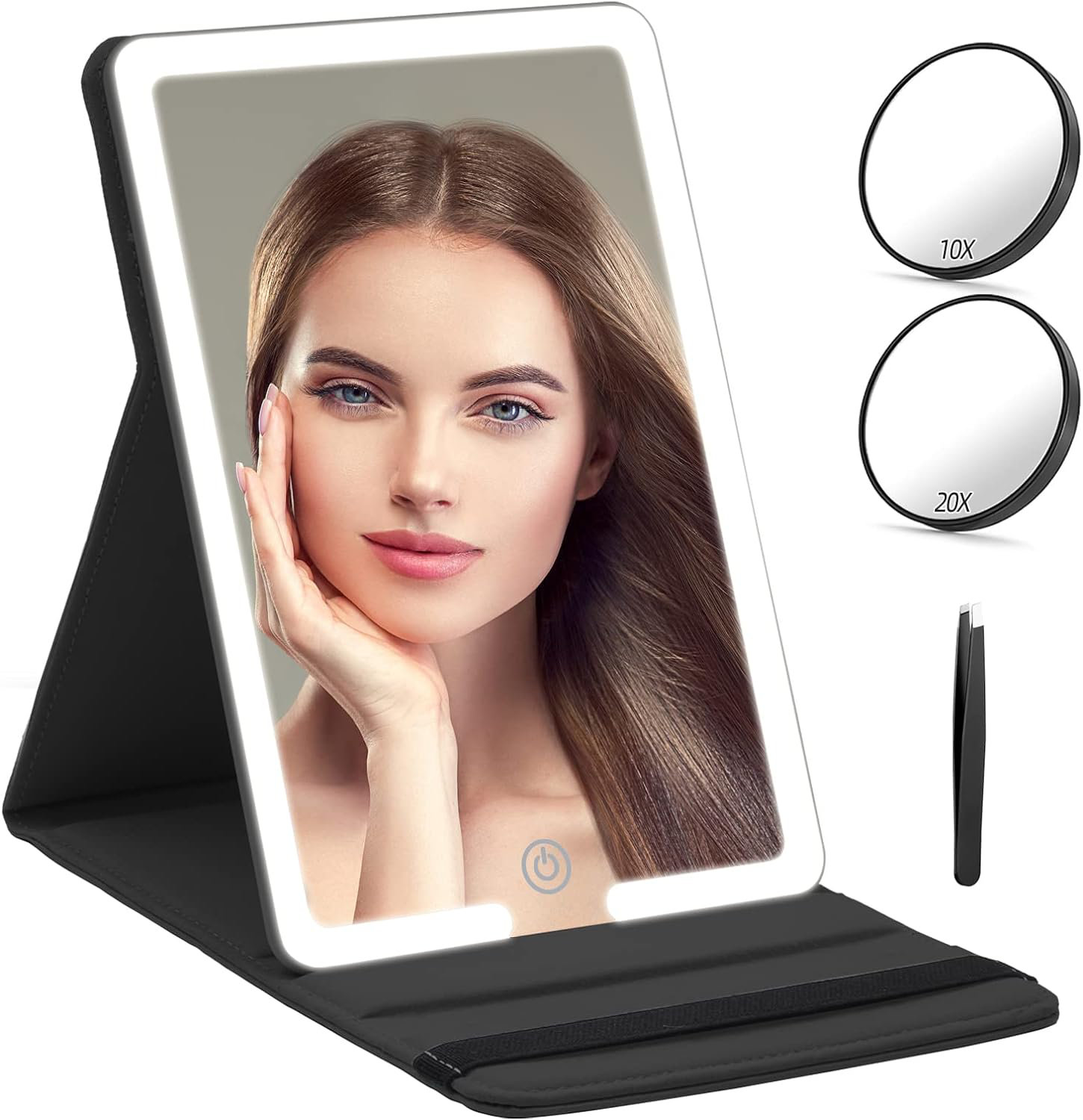 Wrought Studio™ Lighted Travel Makeup Mirror With Round 10X & 20X ...