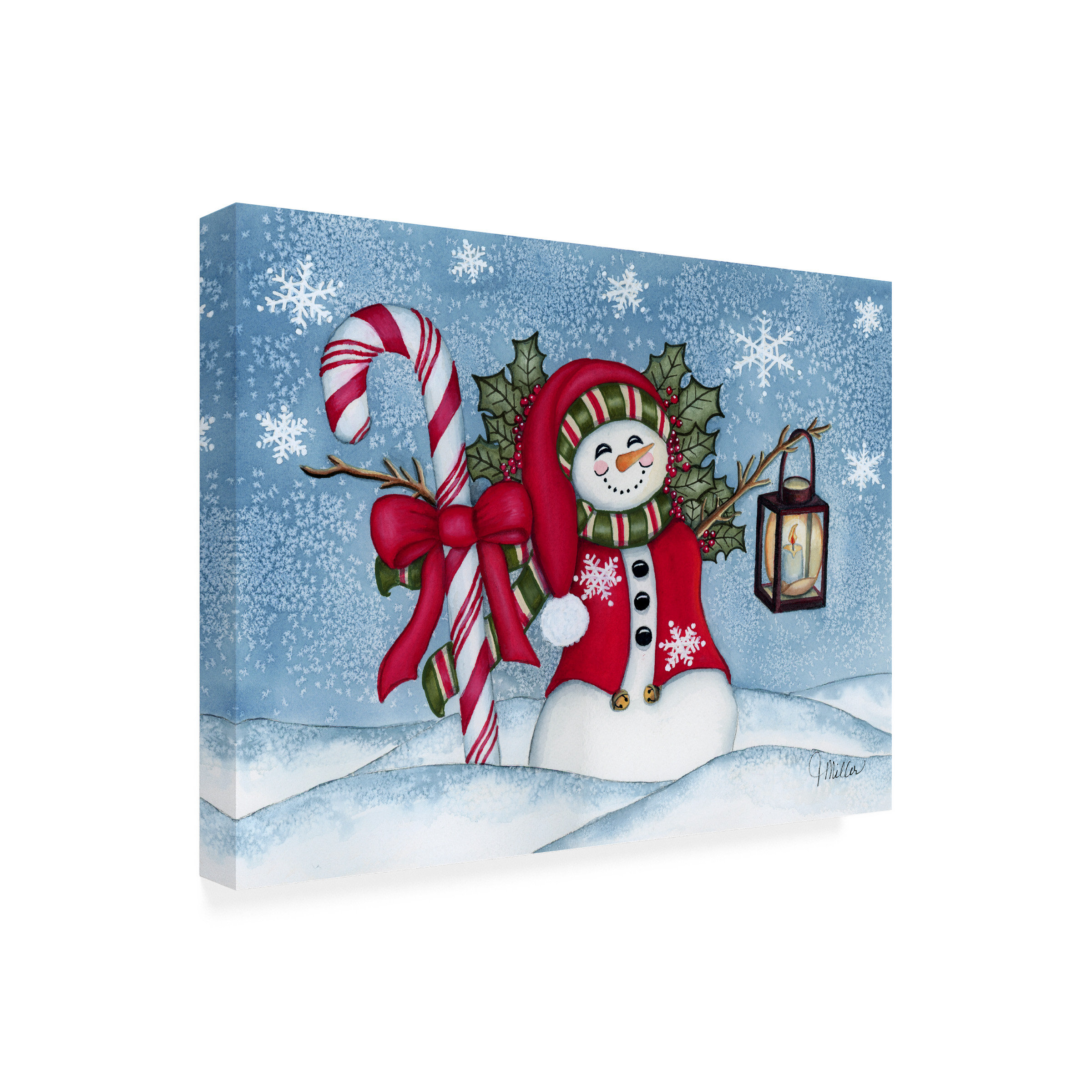 The Holiday Aisle® Snowman & Candycane On Canvas by Tracy Miller Canvas ...
