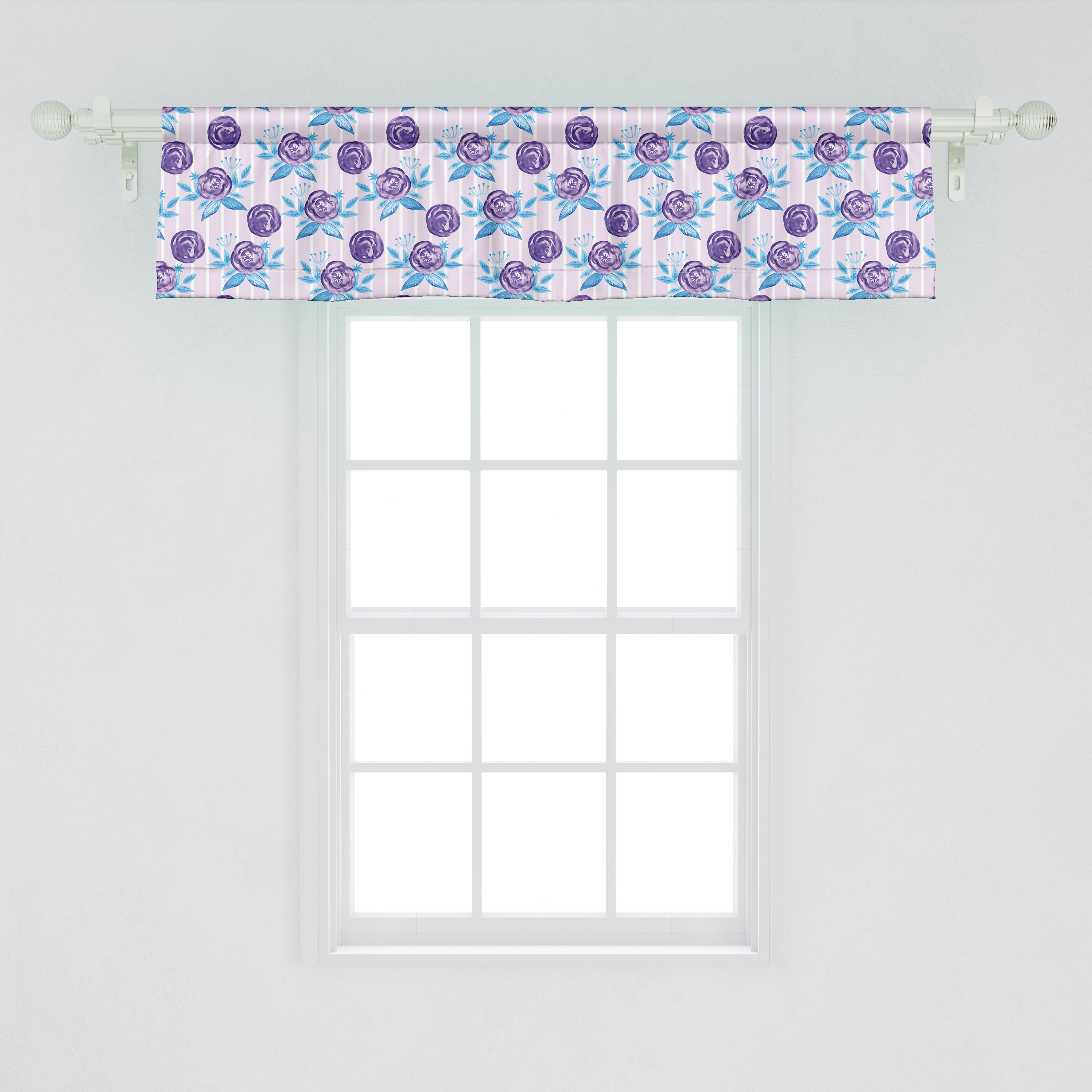 Ambesonne Floral Valance Pack of 2 Abstract Roses on Stripes Pale Pink ...