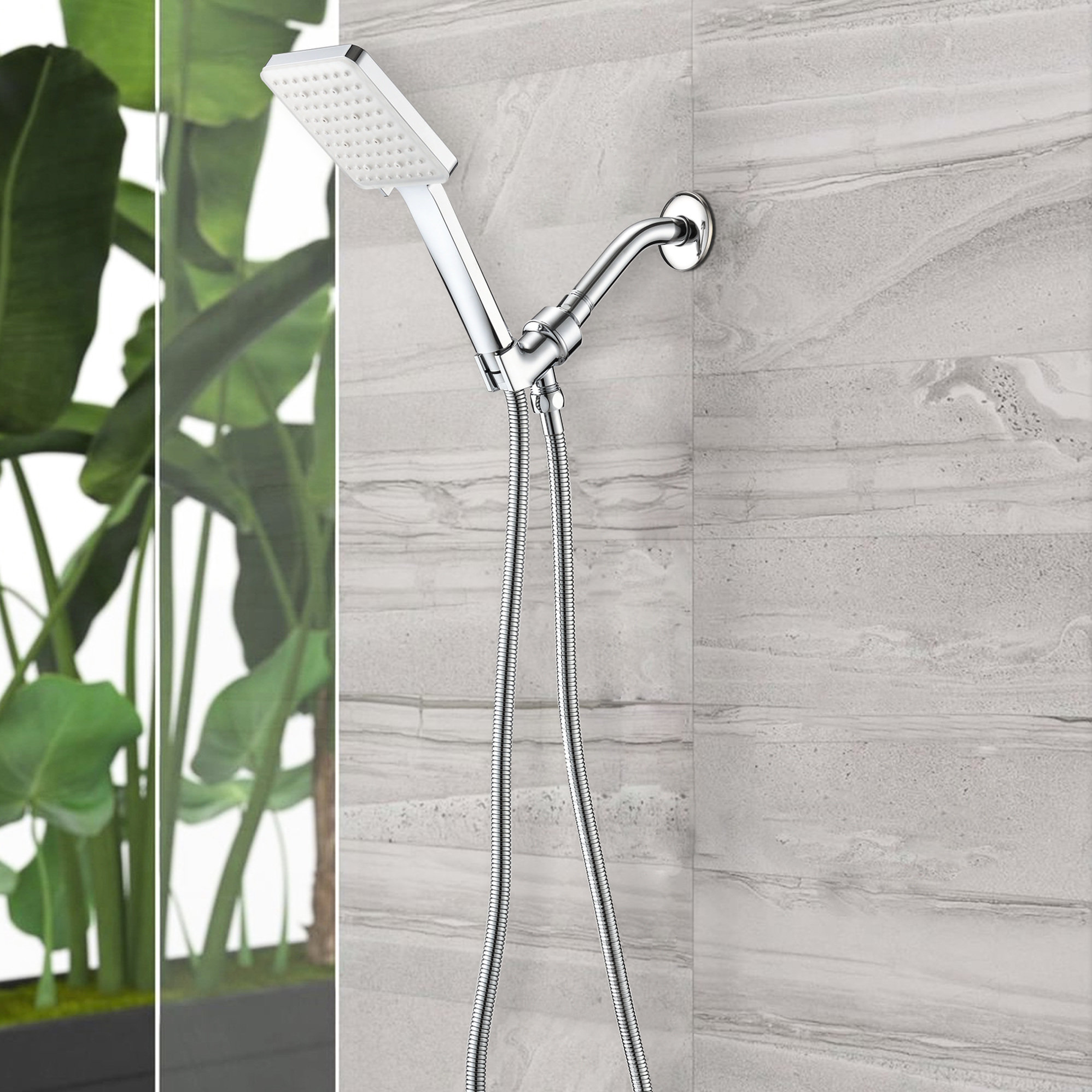 Kivaritio High Shower Faucet - 6 Spray Settings, Smart Switch, Square ...