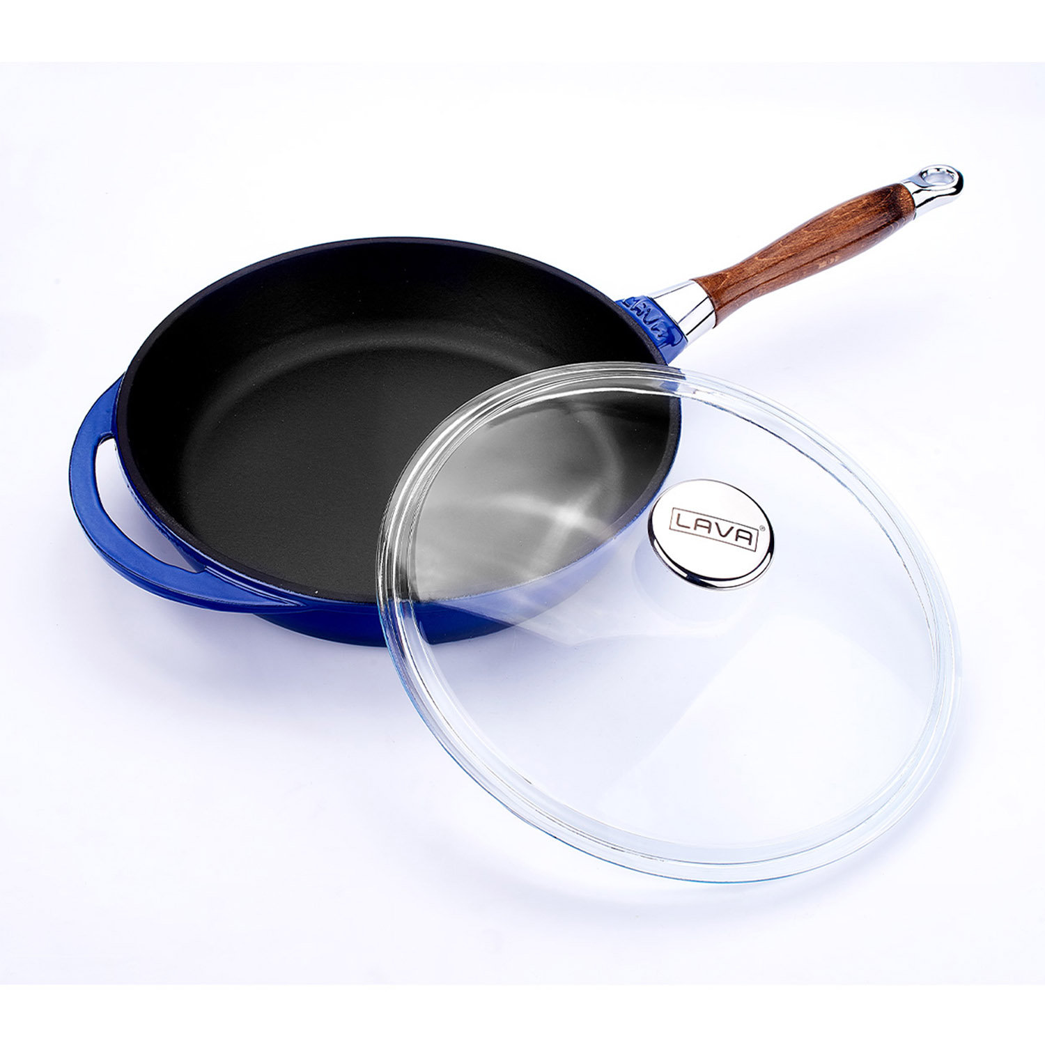 LAVA CAST IRON Lava Enameled Cast Iron Skillet 11 inch-with Beechwood ...