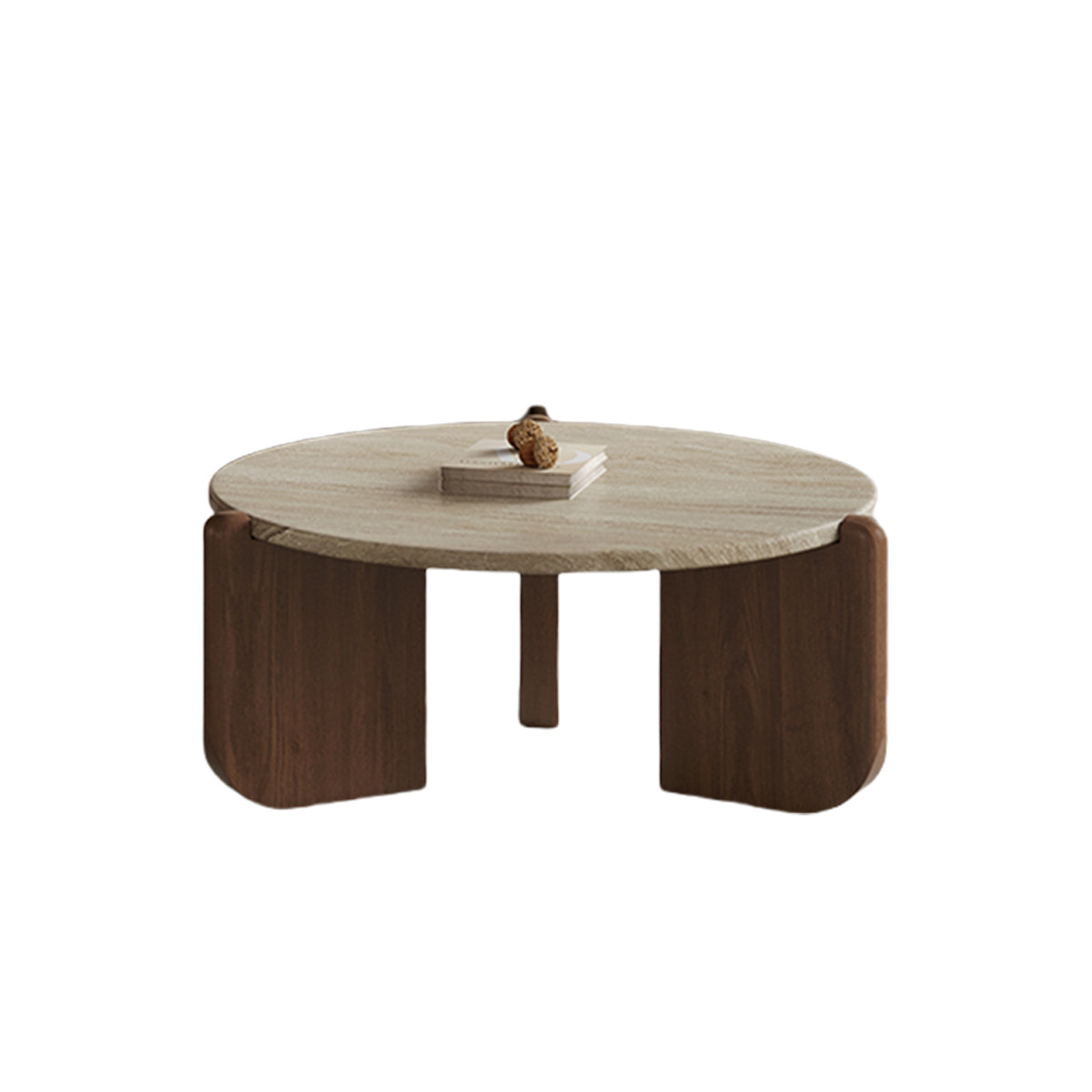 Brayden Studio® Modern Minimalist Solid Wood Cave Stone Coffee Table ...