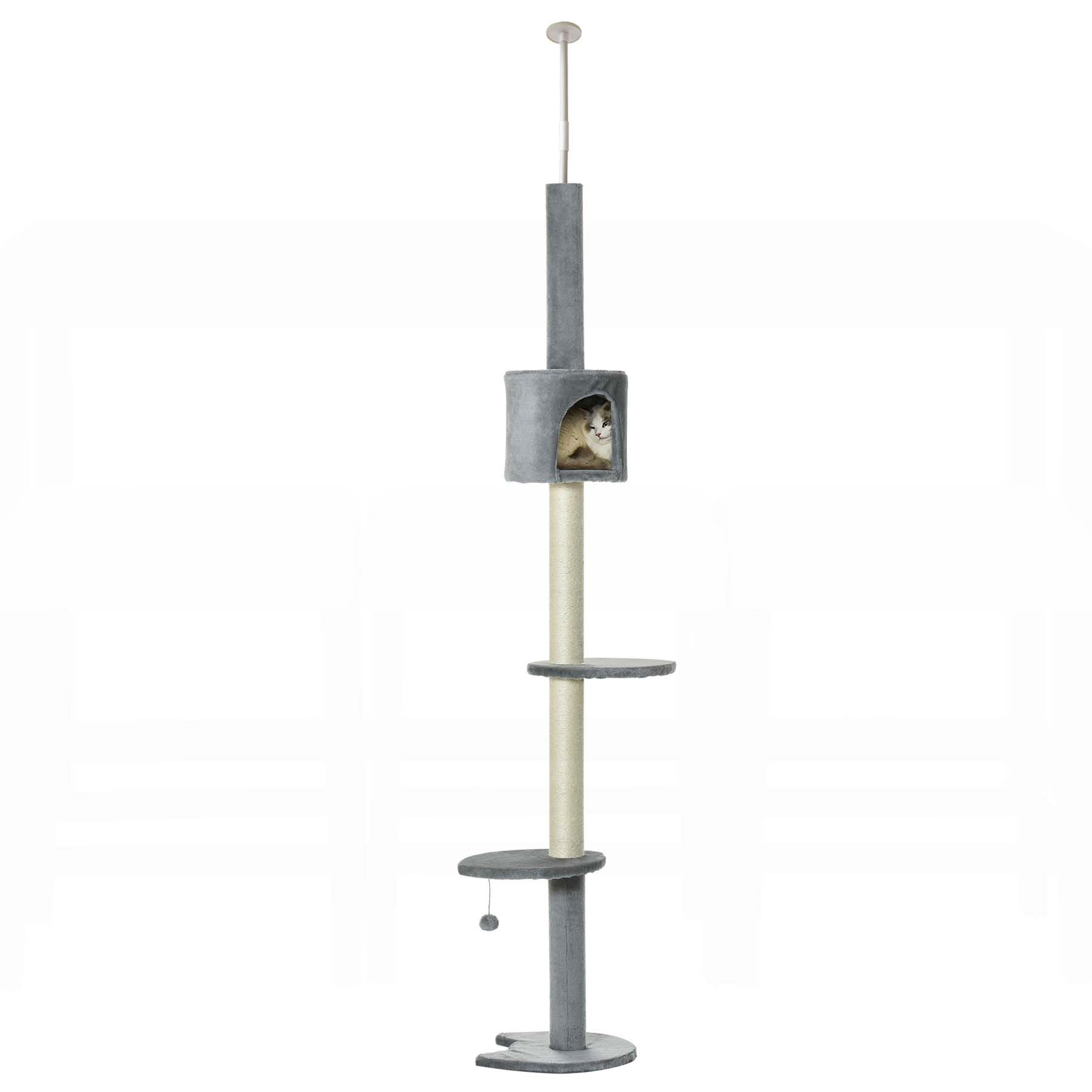Latitude Run® Height-Adjustable 4-Tier Cat Tree with Scratching Posts ...
