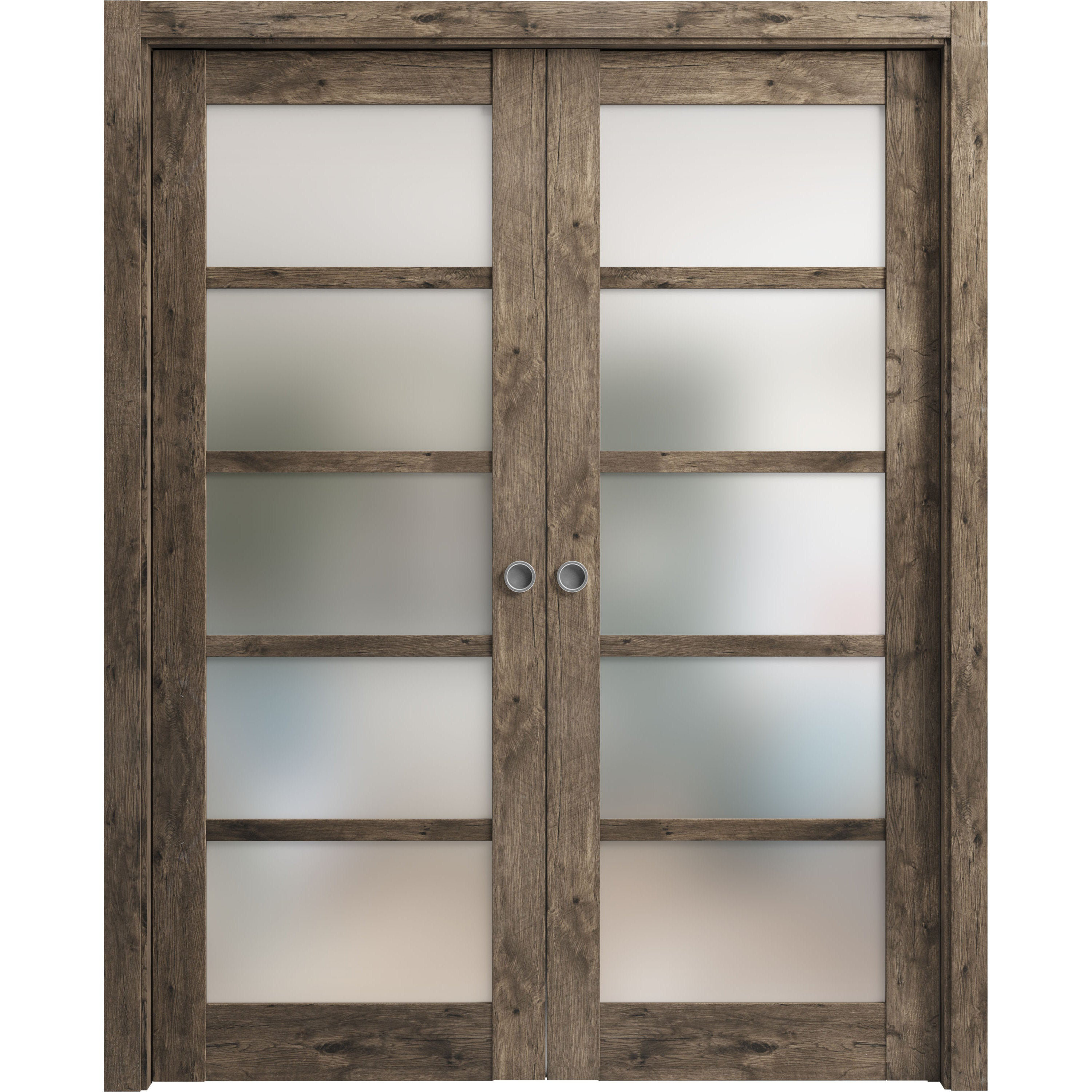SARTODOORS Quadro Solid + Manufactured Wood Paneled Wood Finish Sliding ...