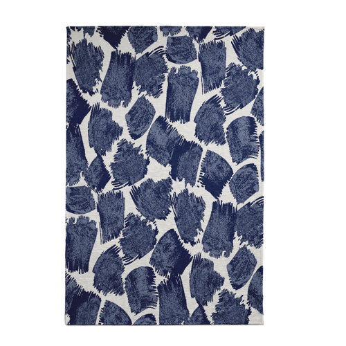 Wrought Studio Almere Abstract Navy Area Rug | Wayfair