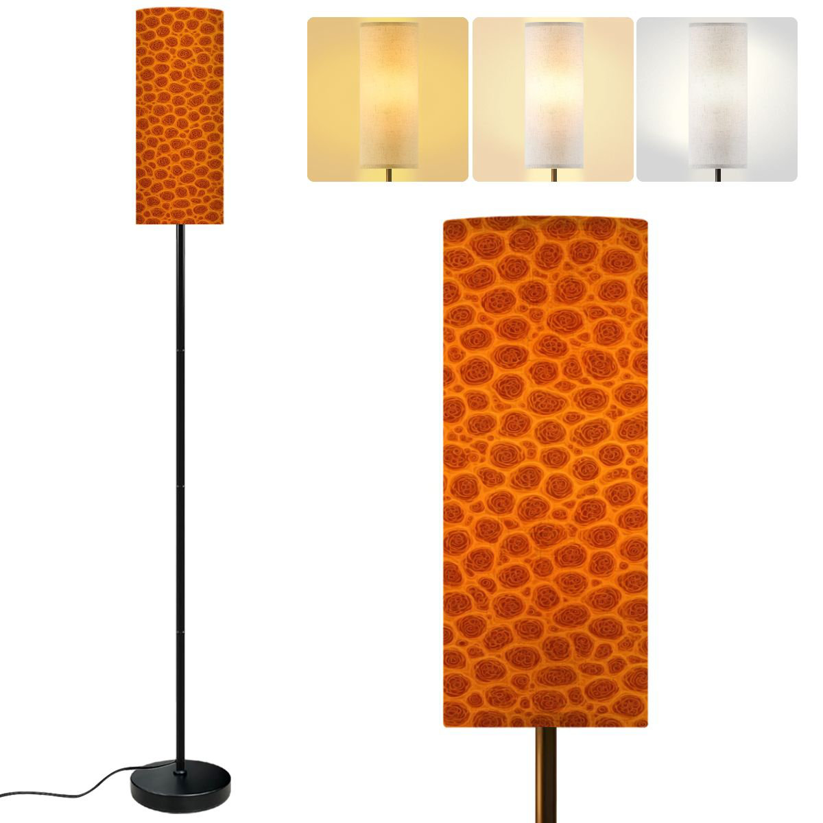 East Urban Home 68.5" Standing Floor Lamp Basketball texture bumps ...