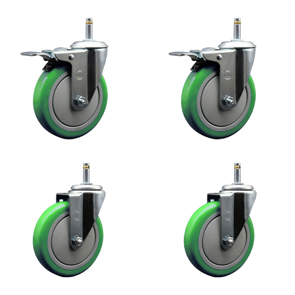 Service Caster Poly Wheel Swivel Stem Caster Set 2 Total Lock Brake ...
