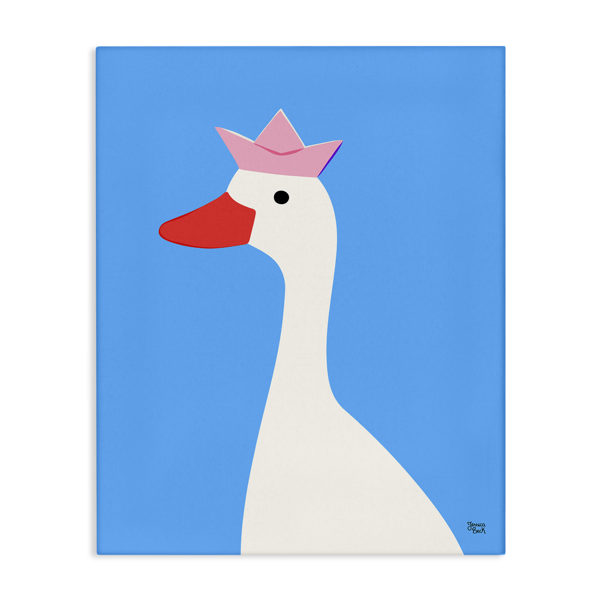 Trinx Crowned Goose on Blue Canvas Wall Art by Jessica Beck | Wayfair