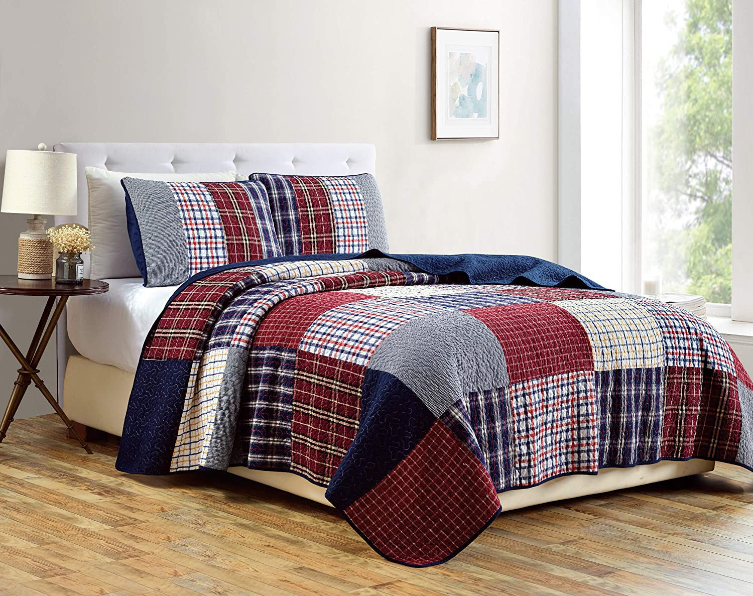 Chezmoi Collection Checkered Patchwork Cotton Quilt Set & Reviews | Wayfair