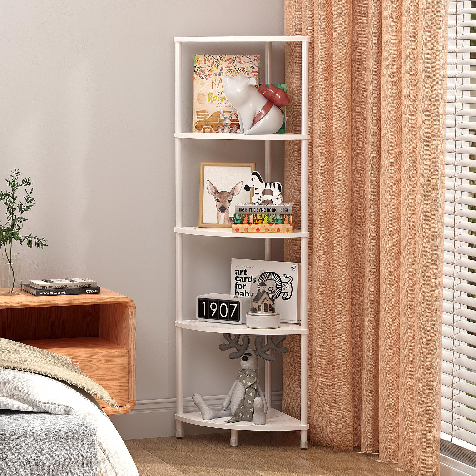 Ivy Bronx 5 Tier Corner Shelf Stand, Kitchen Shelf Organizer With Metal ...