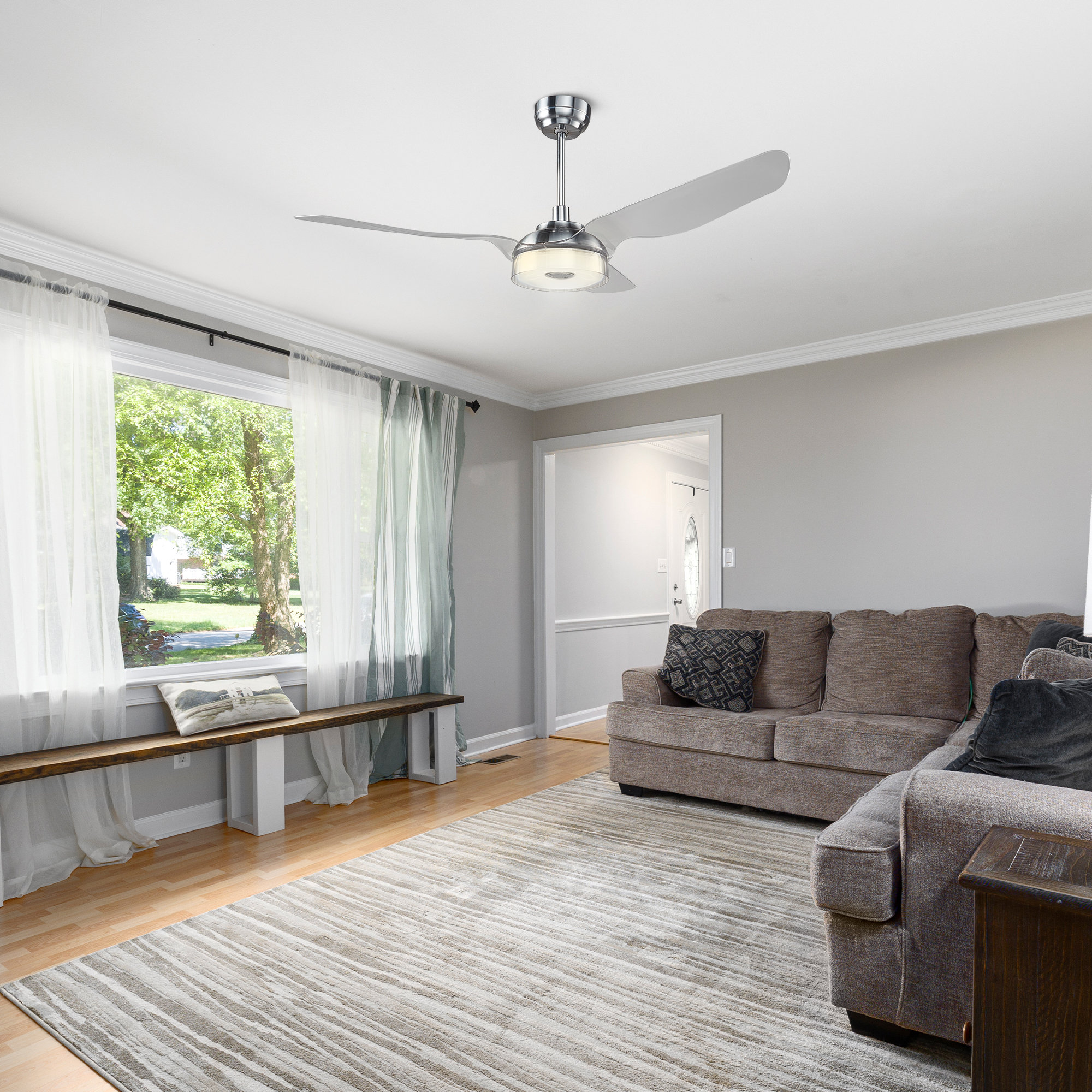 Ivy Bronx 56" Geradette 3 - Blade LED Smart Standard Ceiling Fan with Remote Control and Light ...