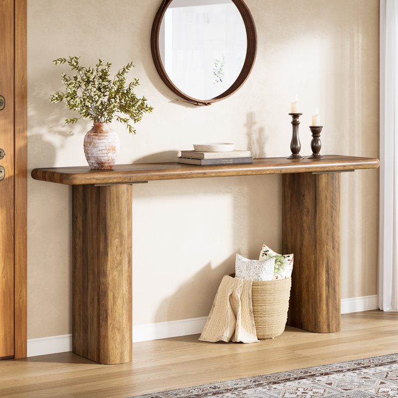 Millwood Pines 63-Inch Long Console Table, Wooden Entryway Table ...
