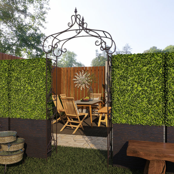 Fleur De Lis Living Ophir Metal Indoor Outdoor Arched Scroll Black ...