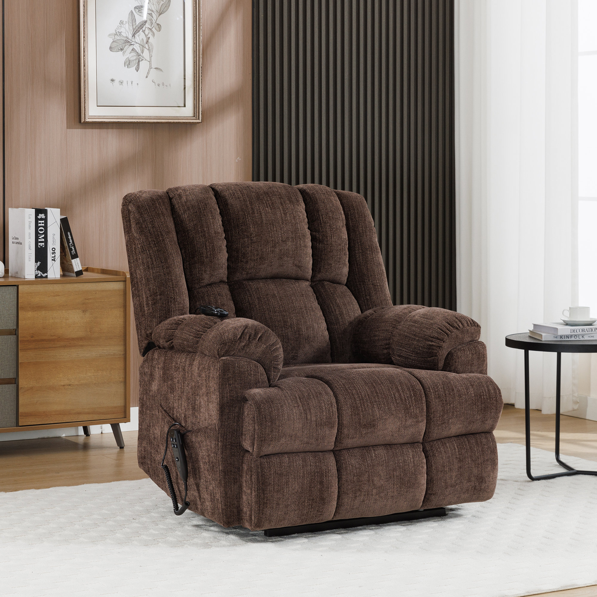 Latitude Run® Aura Dual Motor Power Lift Recliner with Heat and Massage ...