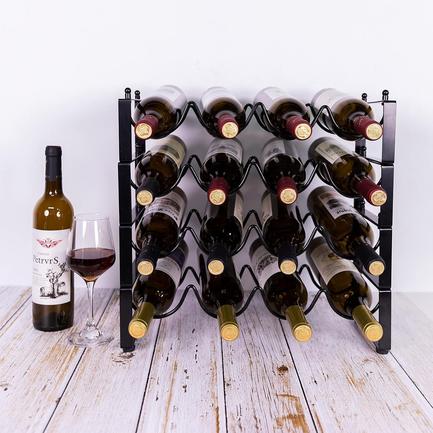 Lark Manor™ 4 Tier Wine Bottle Holder, 16 Bottles Wine Storage, Wine ...