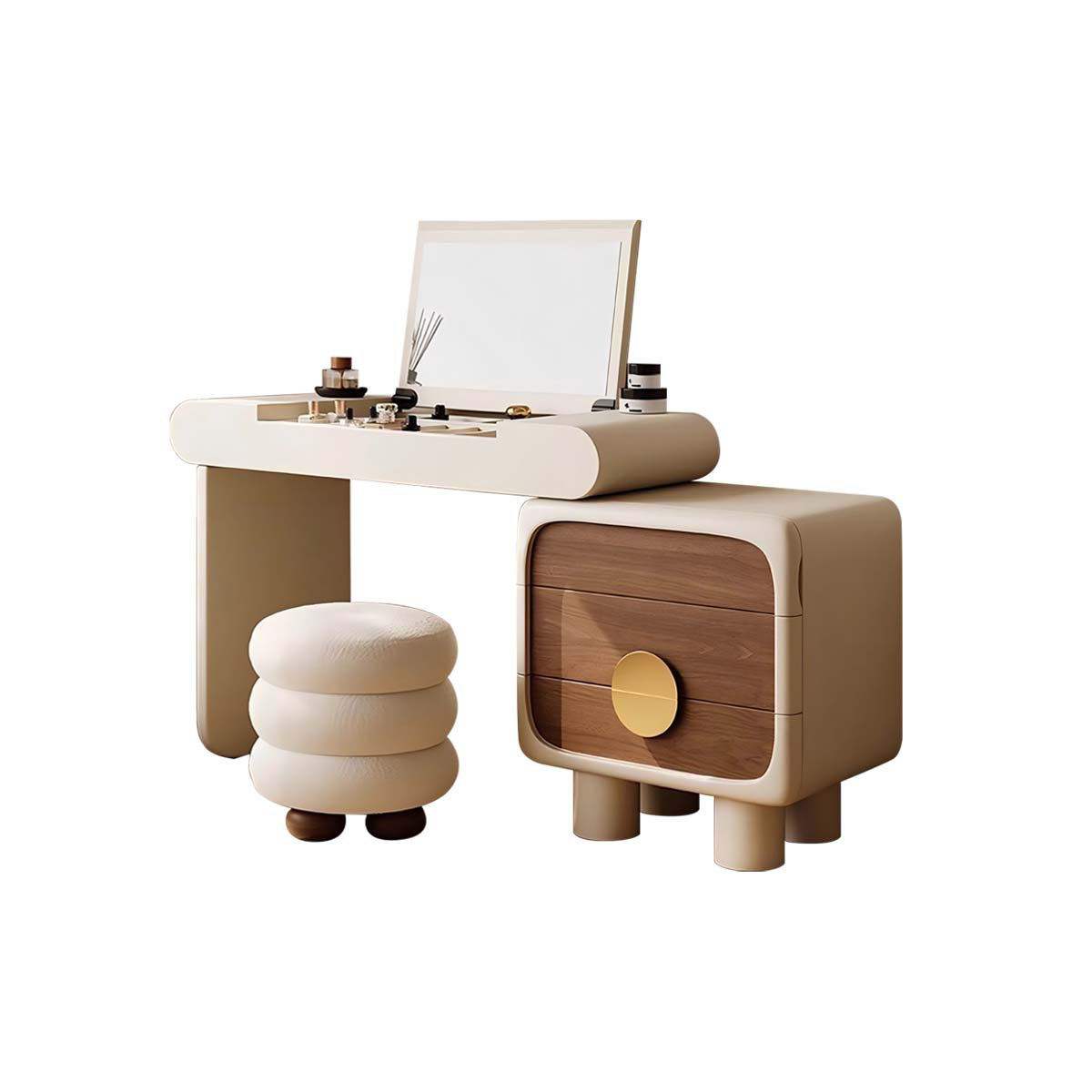 Refineroost Cream-style Solid Wood Chest of Drawers Vanity Table with ...