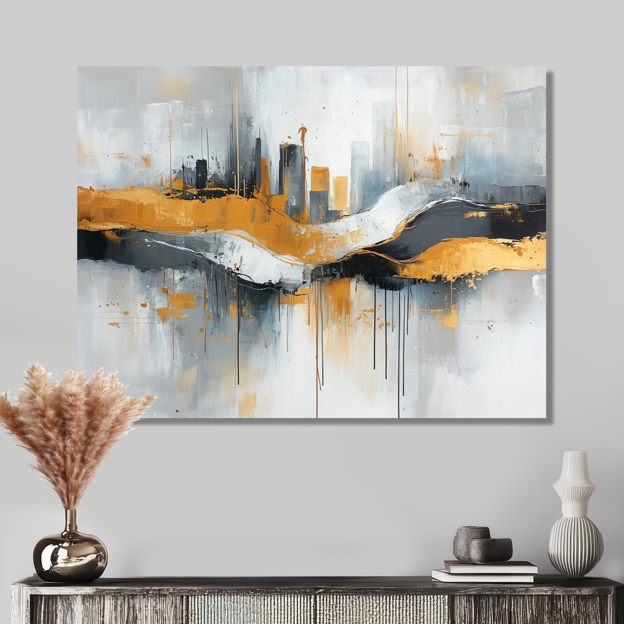 Ivy Bronx Bold Minimalism Cityscape Horizion I - Cityscape Metal Wall ...