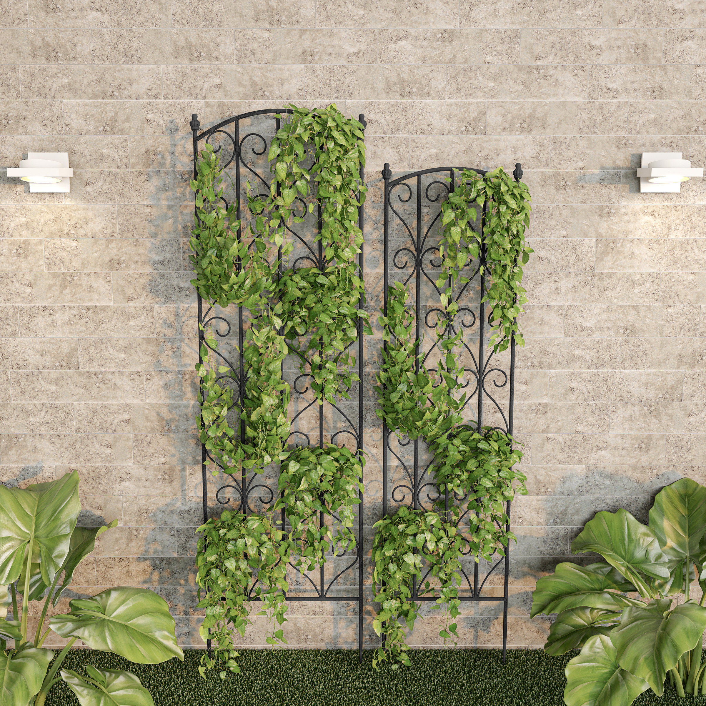 Pure Garden Set of 2 Garden Arch Trellis - Fencing for Climbing Vines ...