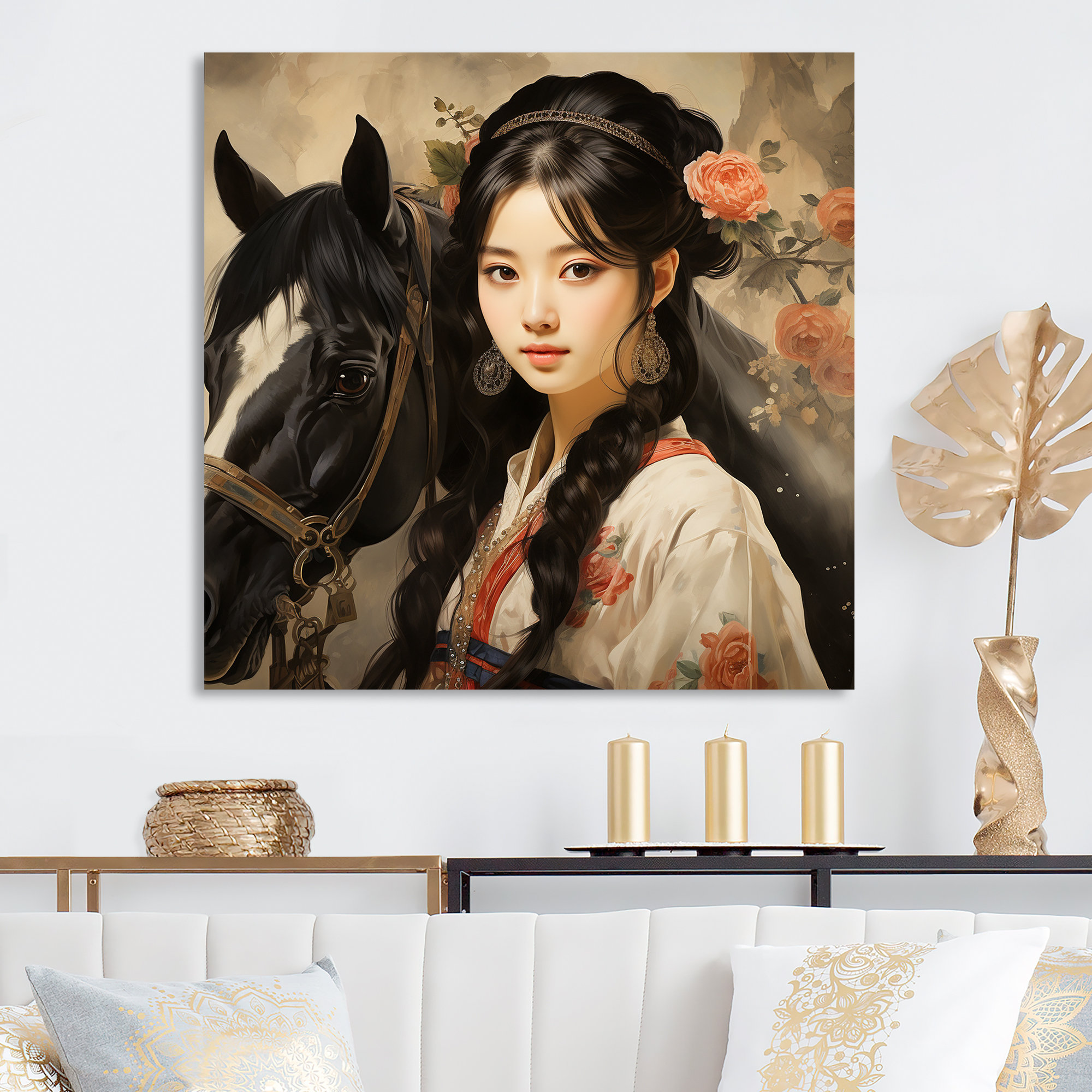 Winston Porter Pink And Black Charm Portrait Of A Chinese Woman - Asian Metal Wall Art Print ...
