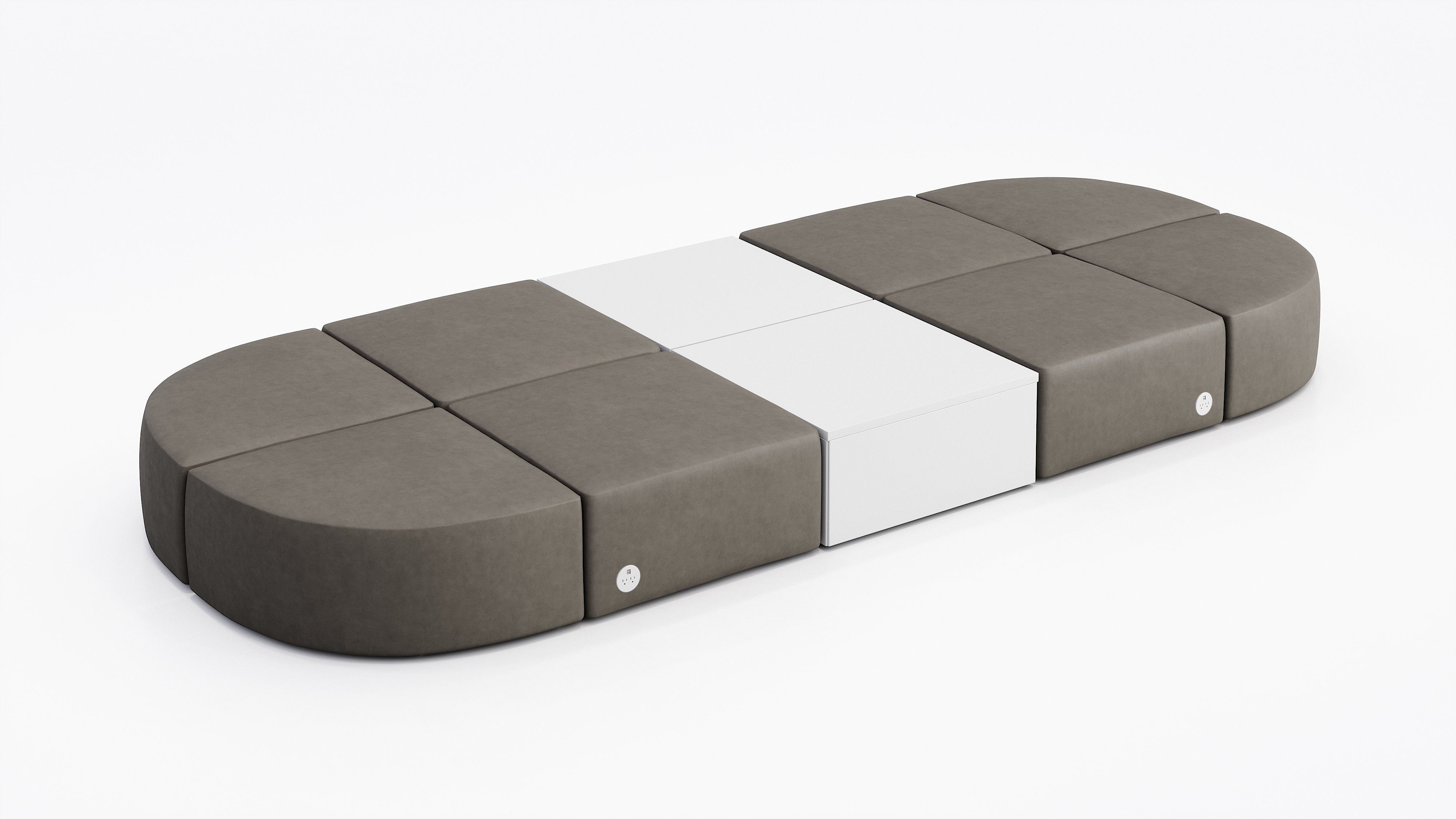 KFI Studios 8 Person Modular Seating With Occasional Table-Vinyl, With ...