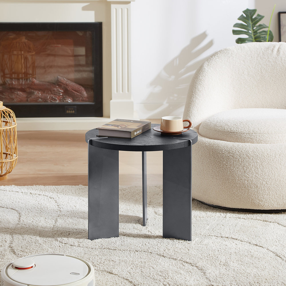 Wrought Studio Round Coffee Table Wood Surface and Metel Feet - Wayfair ...