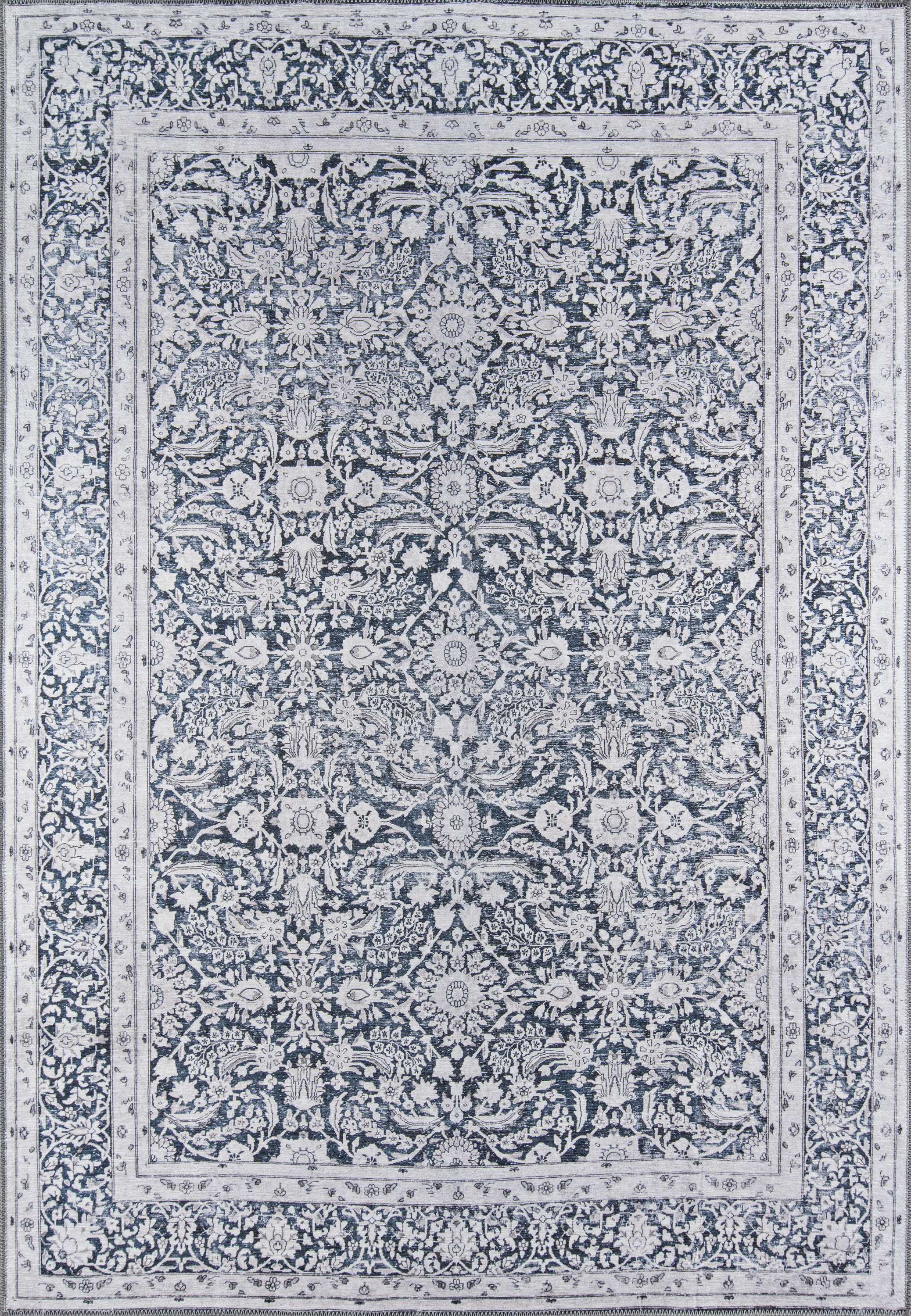 Ophelia & Co. Oak Brook Power Loom Charcoal/Blue Rug & Reviews | Wayfair