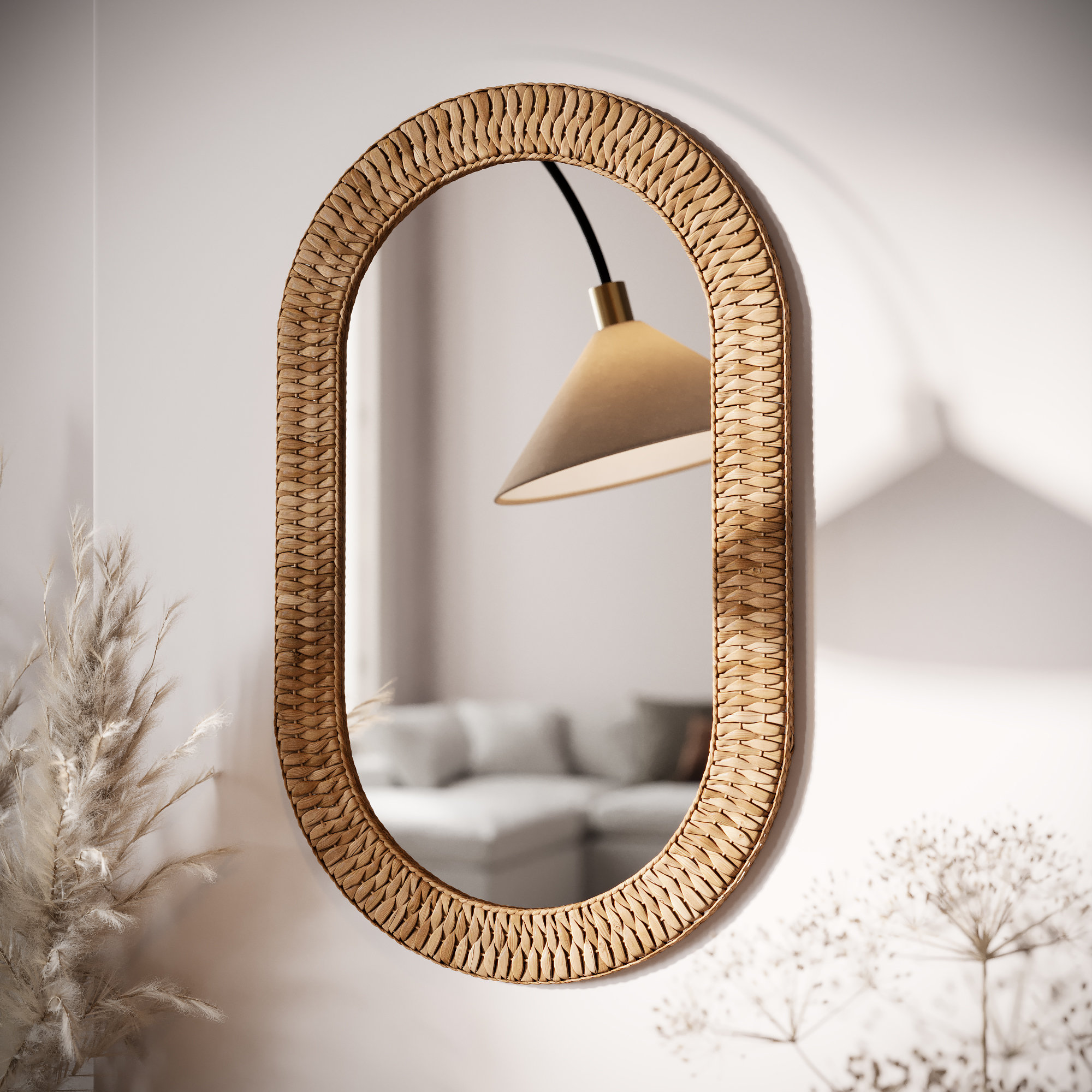 Bay Isle Home™ Amtul Grass Rattan Boho Wall Mirror & Reviews | Wayfair