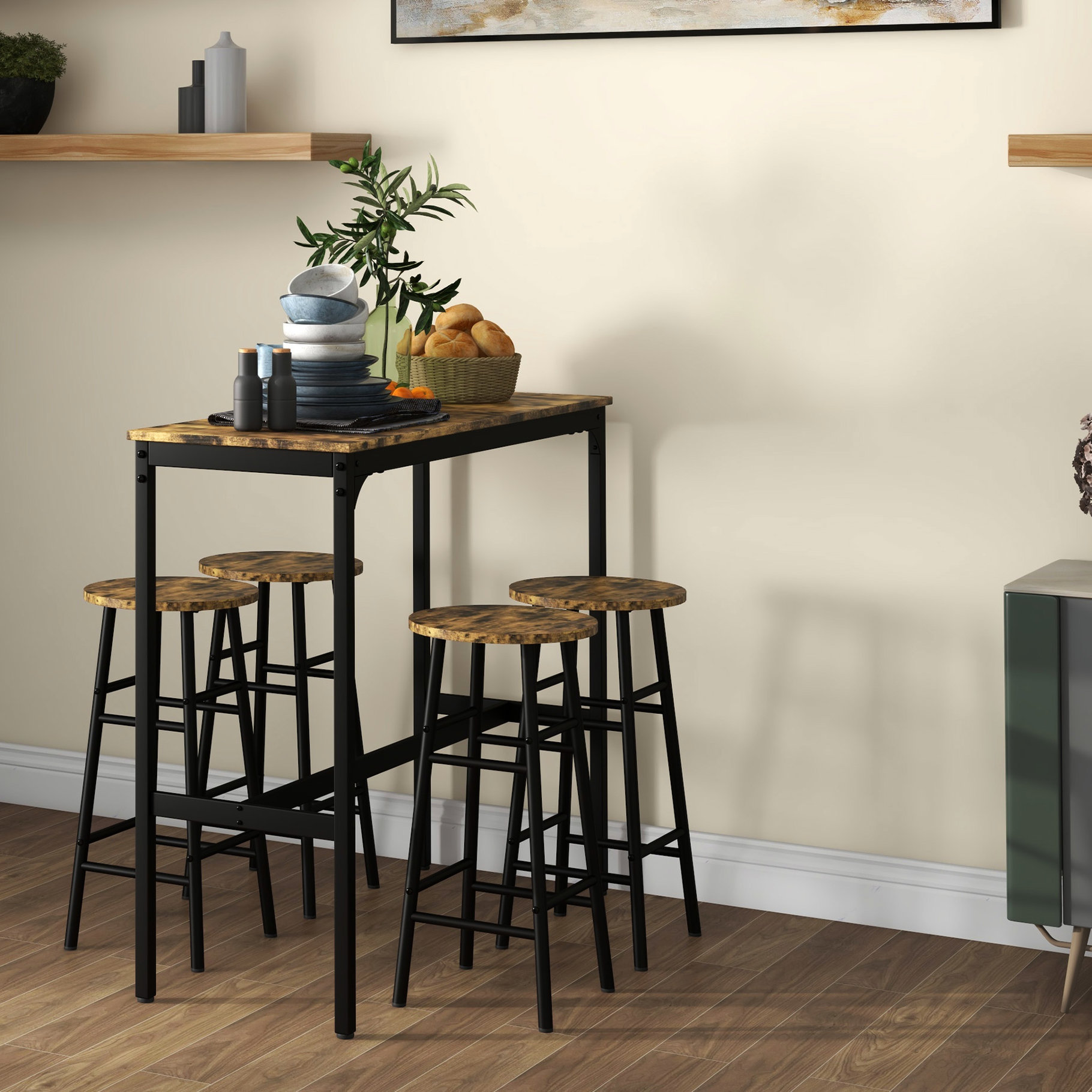 Ophelia & Co. 4 Bar Table In Rustic Brown - Industrial Design For ...