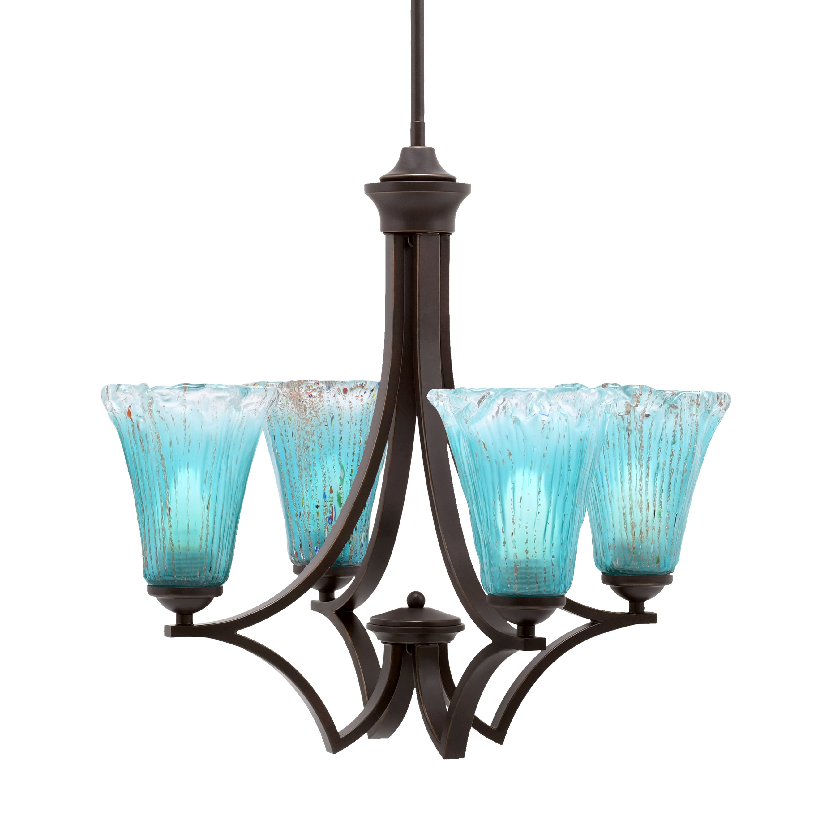 Toltec Lighting Zilo 4 Light Uplight Chandelier Shown With 5.5" Fluted ...