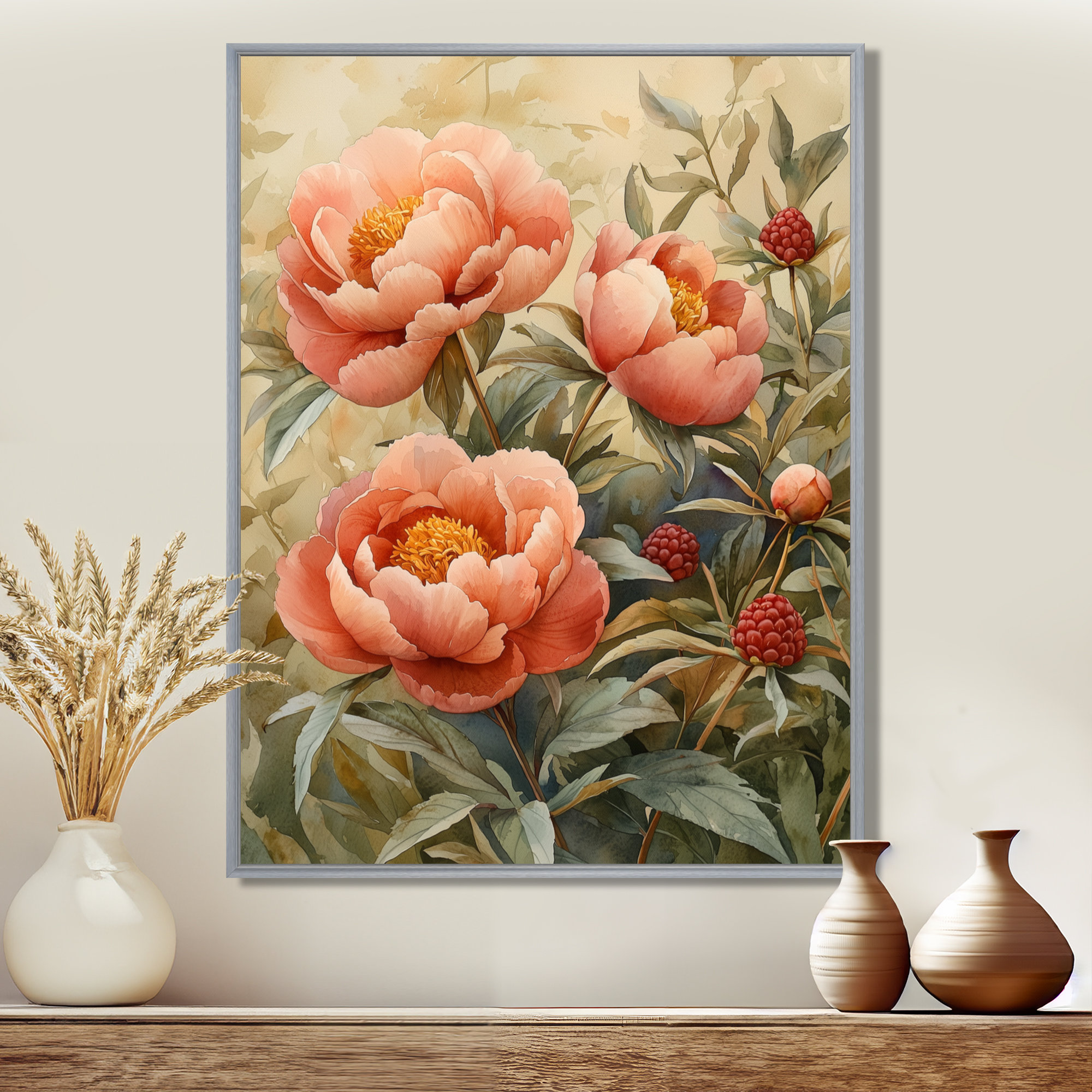 Winston Porter Isola Peonies In The Raspberry Patch - Peonies Wall Art ...