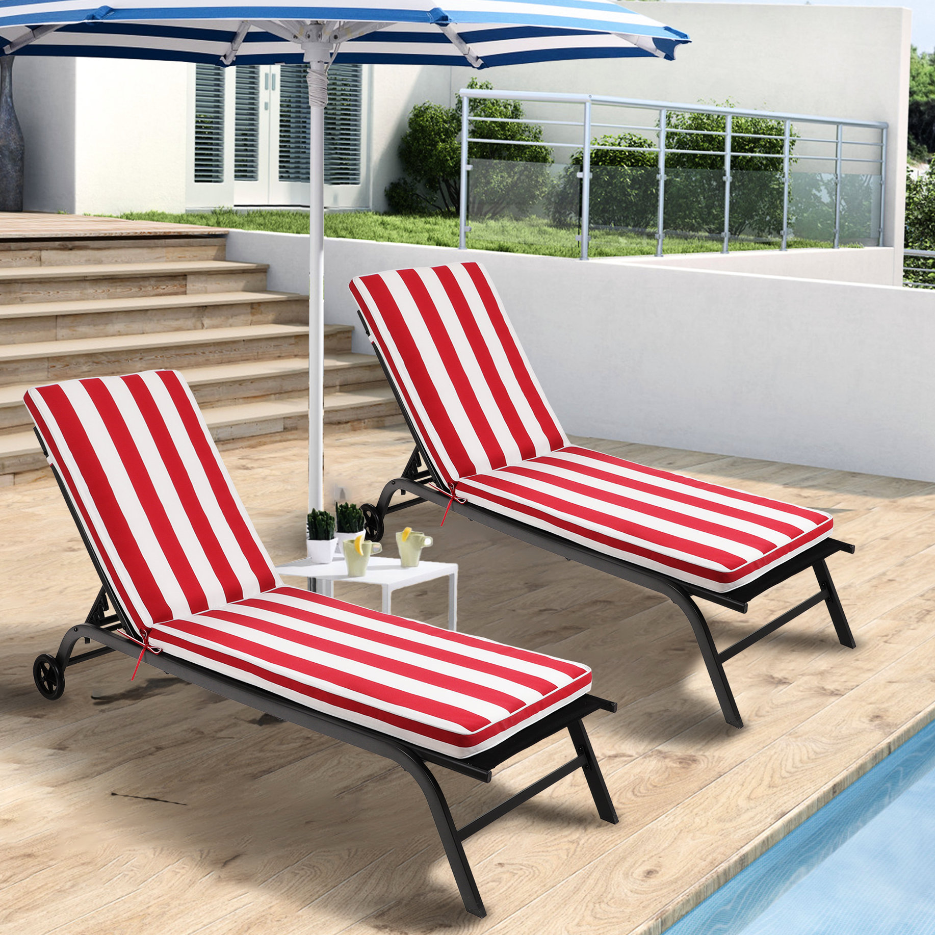 Latitude Run® 2pcs Chaise Lounge Cushion For Outdoor, Patio Furniture ...