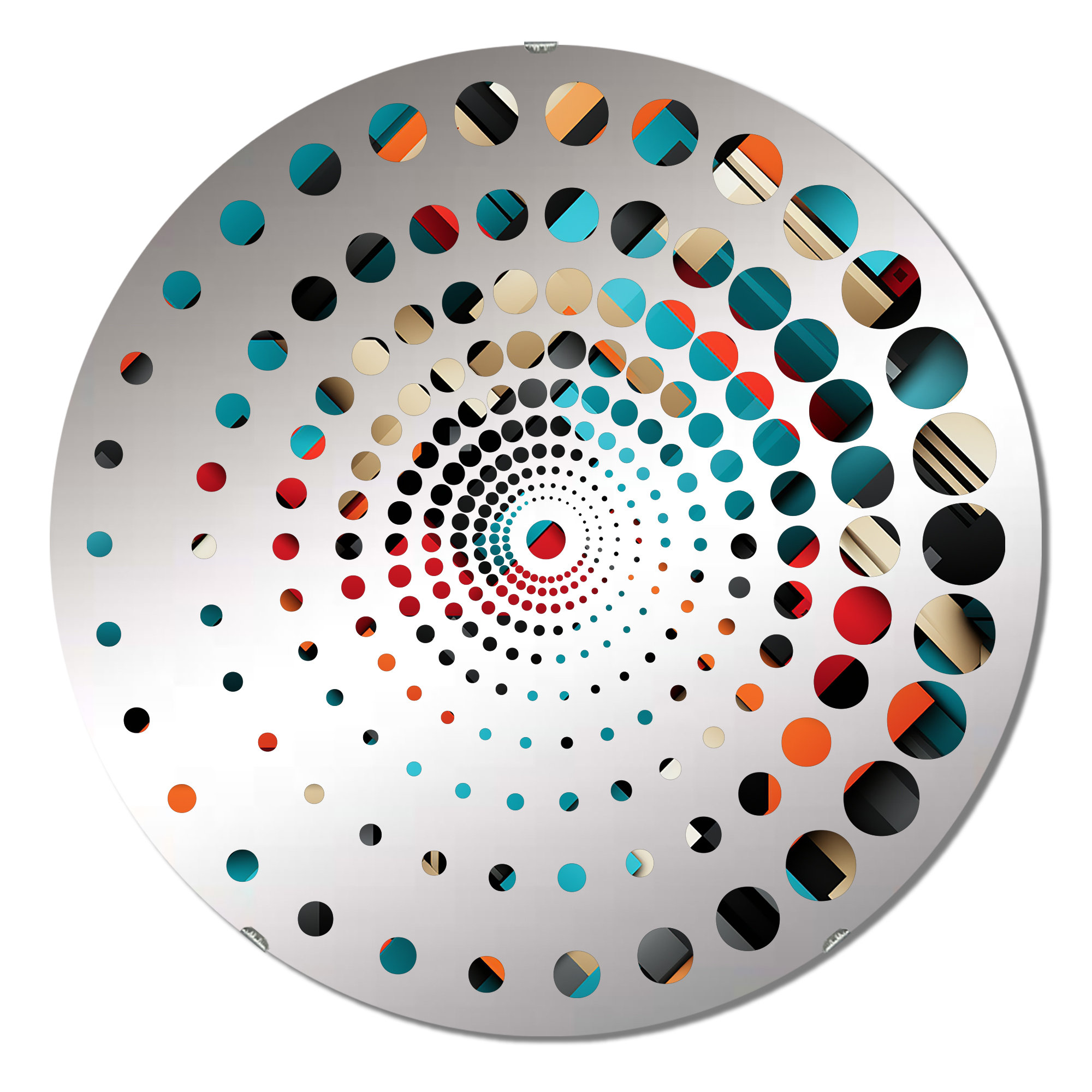 Design Art Blue Matrix Geometric Reflections - Spiral Circle Wall ...