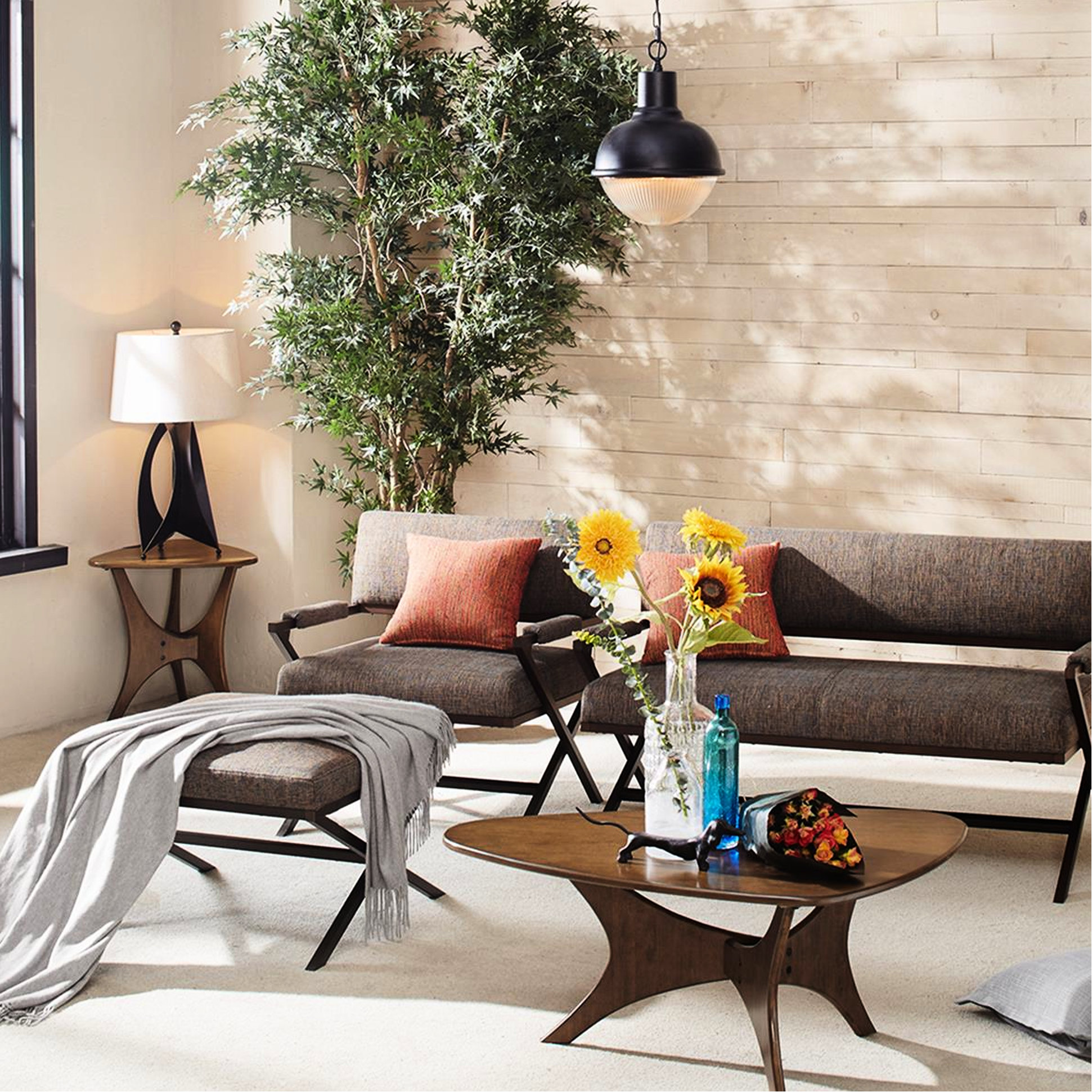 George Oliver Generous Triangle Coffee Table, Pecan Wood Stain ...