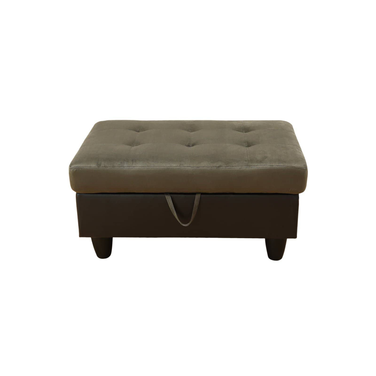 Ebern Designs Taupe Flannel & Pvc Storage Ottoman – Plush Textured ...