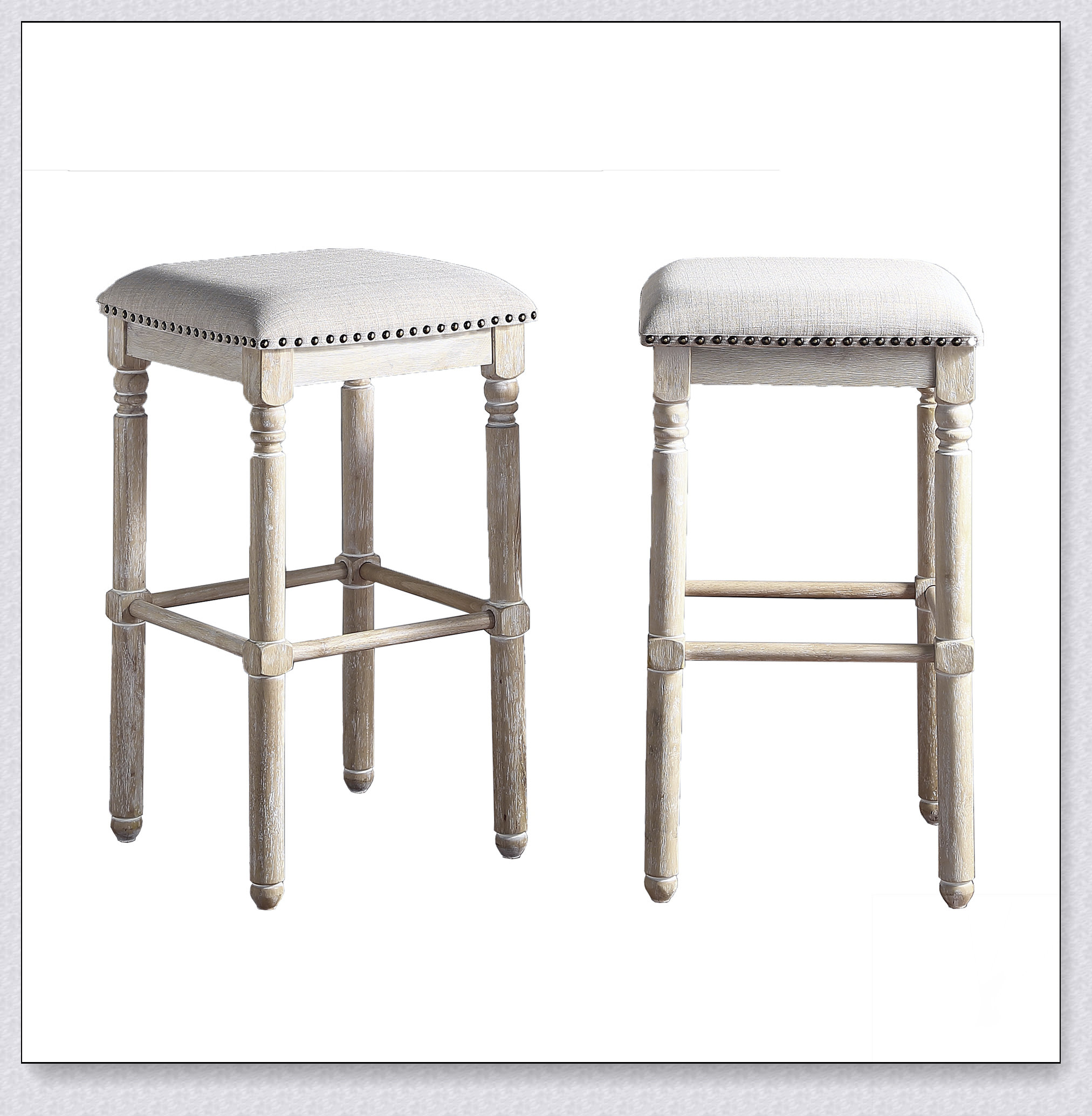 Darby Home Co Arnhem Wood Upholstered Counter Height Stool, Set of 2 ...